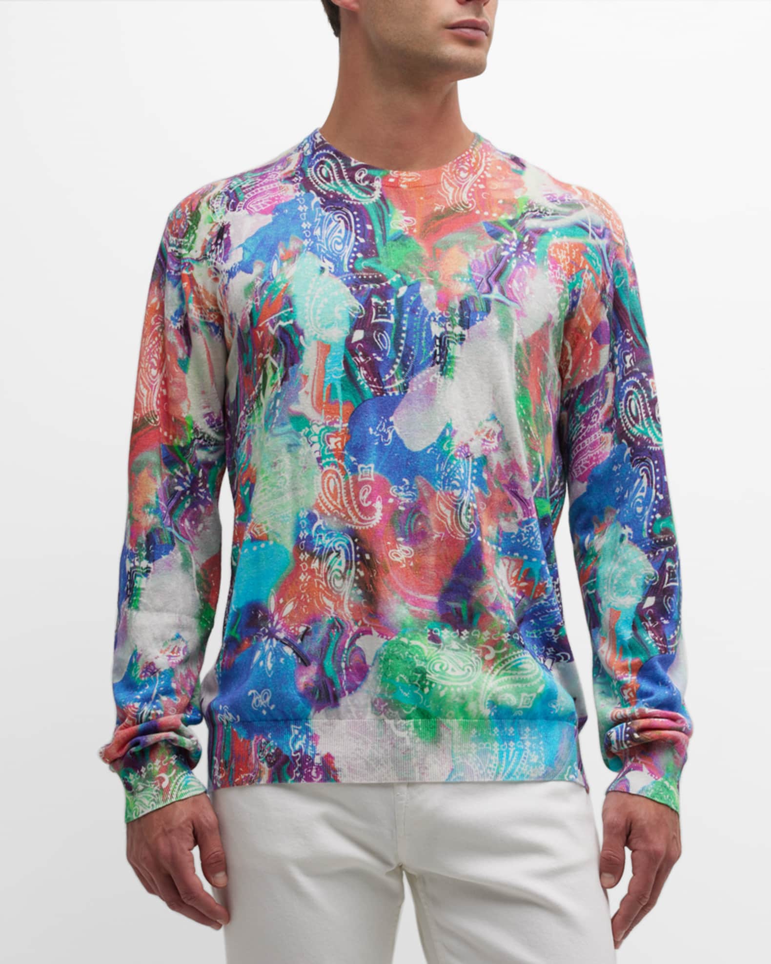 Robert Graham Men's Night Gallery Crewneck Sweater | Neiman Marcus