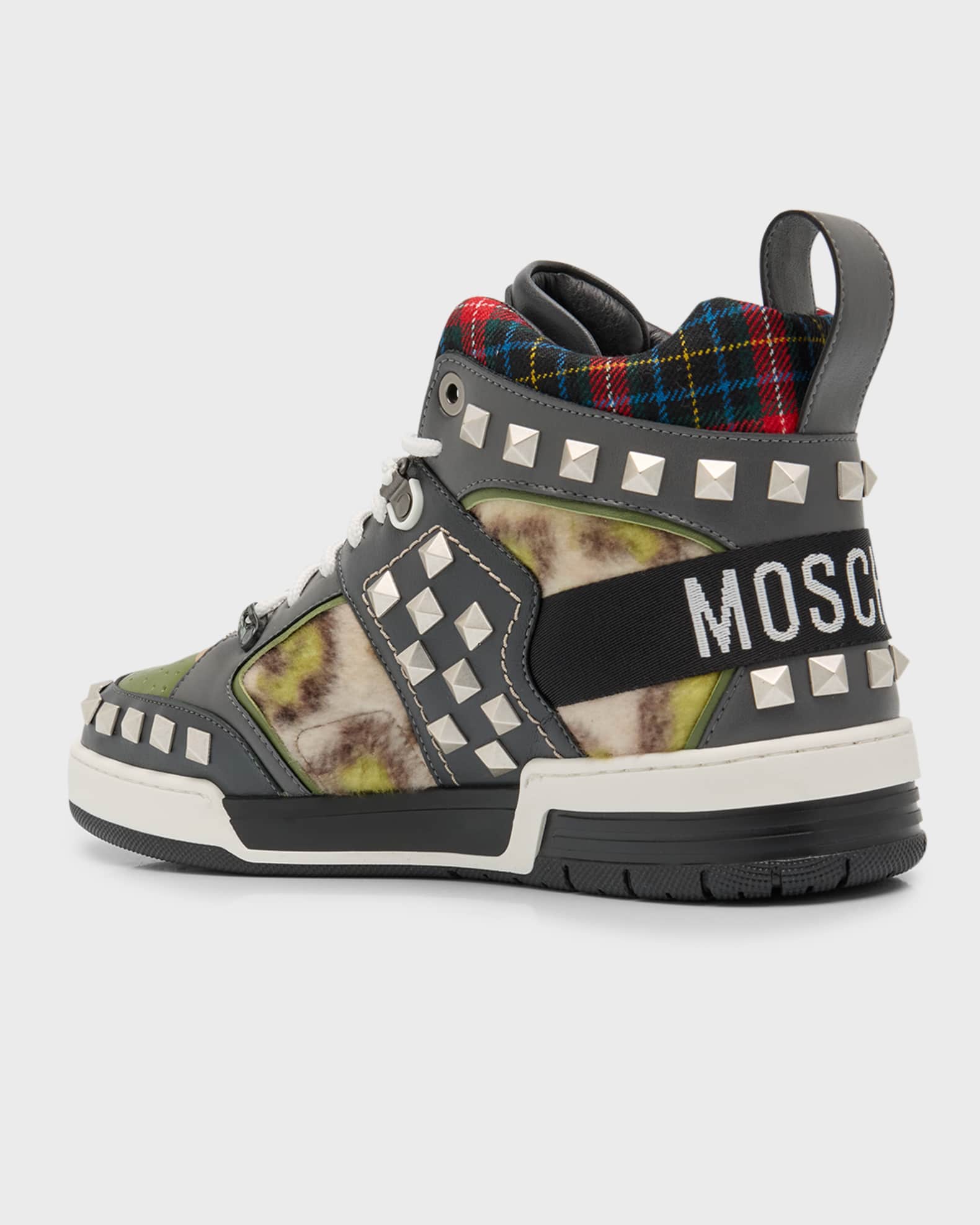 Moschino Men's Streetball Mixed-Media High-Top Sneakers | Neiman Marcus