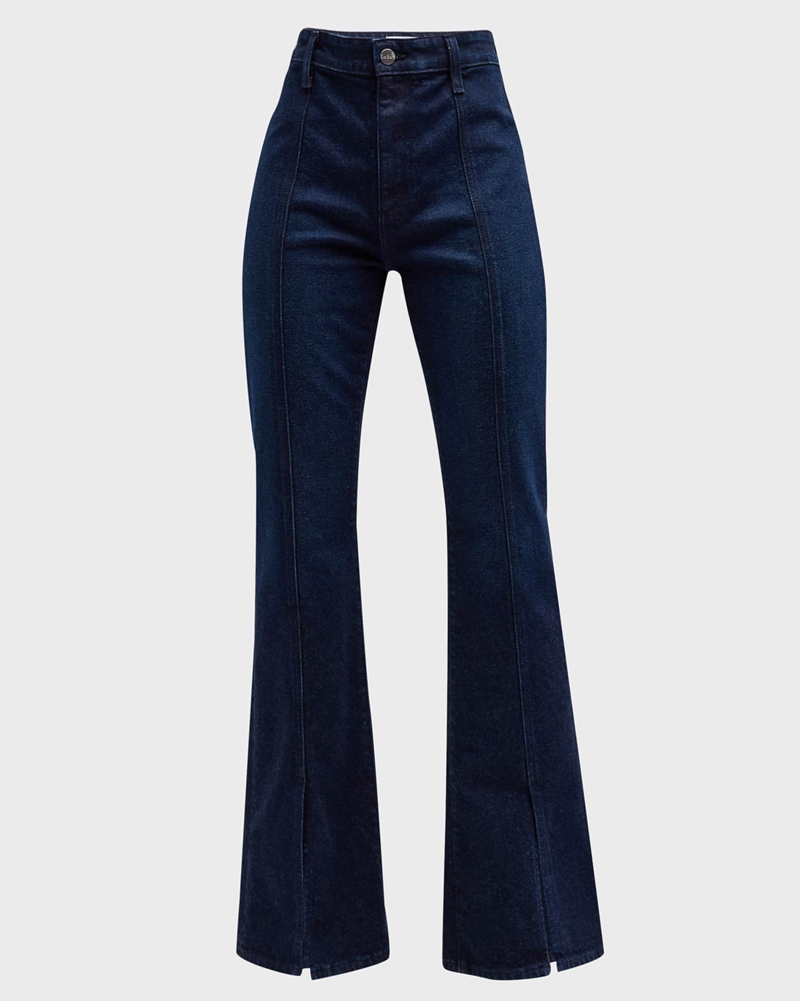 AG Jeans EmRata x AG Anisten Flared Split-Hem Jeans | Neiman Marcus