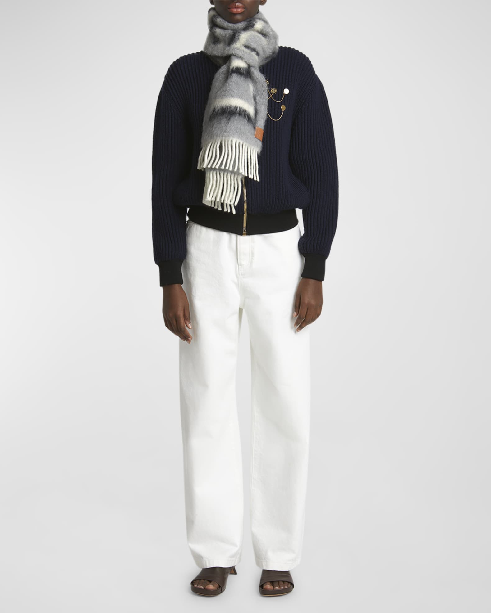 Loewe Logo Wool & Mohair Scarf | Neiman Marcus