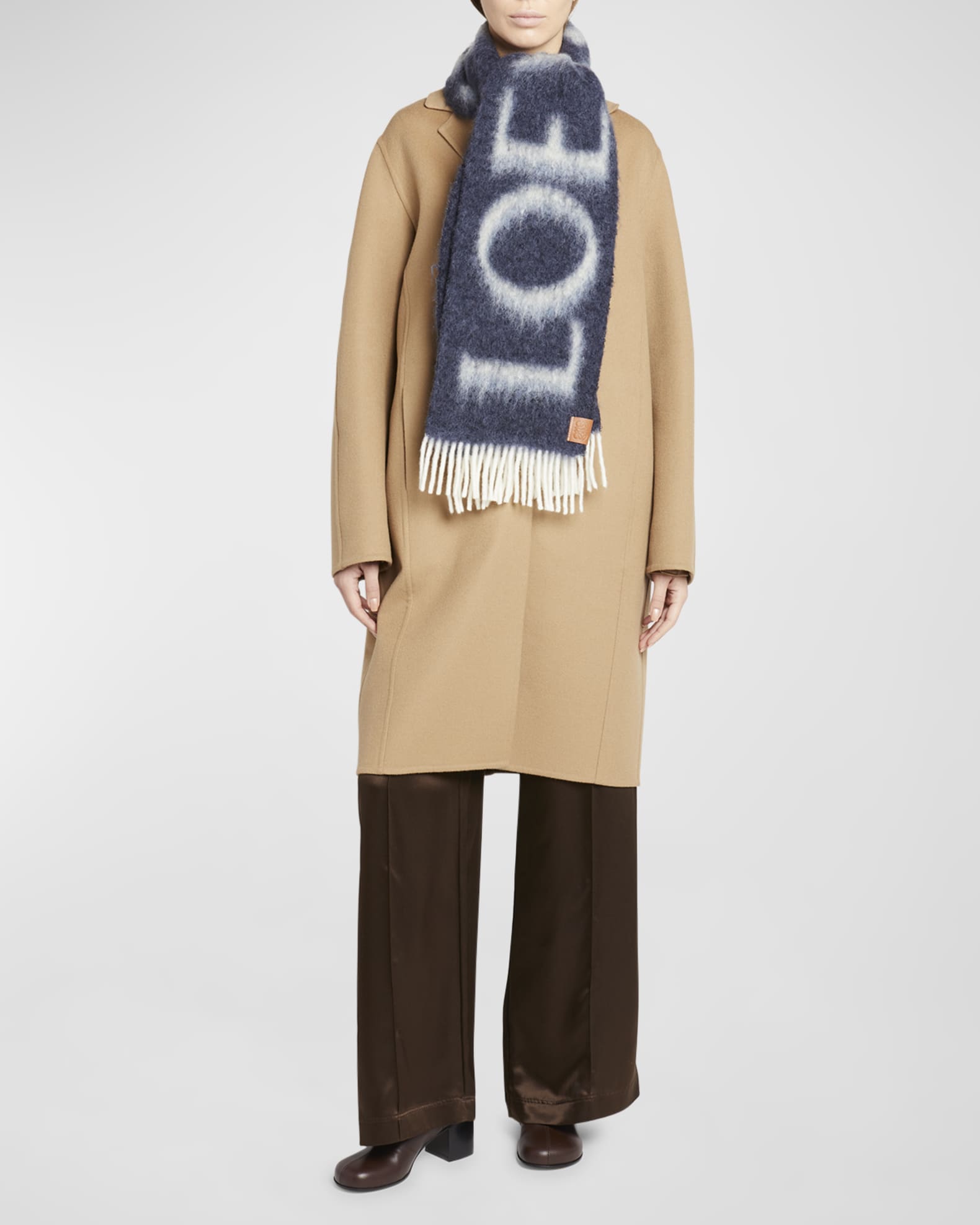 Loewe Logo Wool & Mohair Scarf | Neiman Marcus