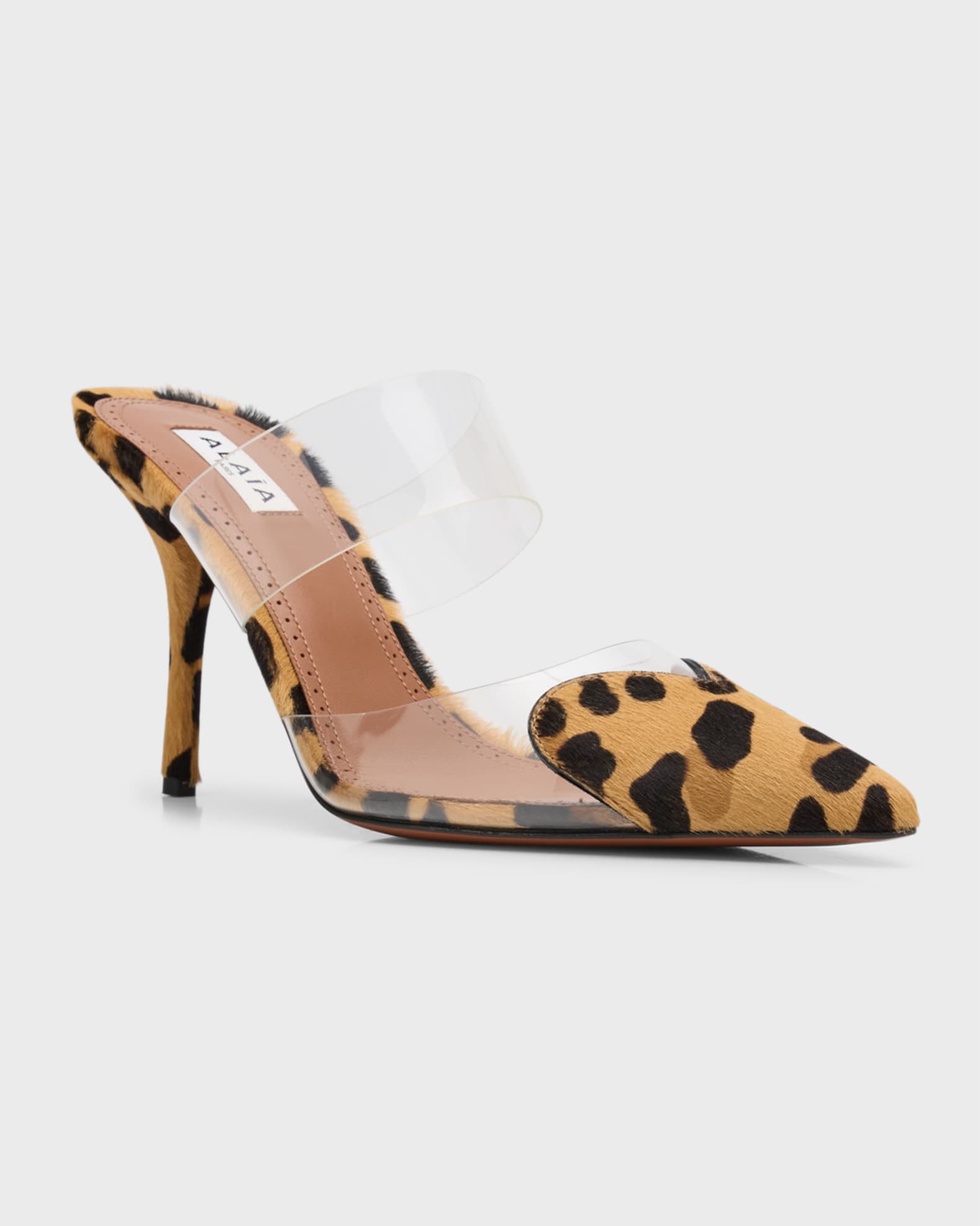 ALAIA Leopard-Print Stiletto Mule Pumps | Neiman Marcus