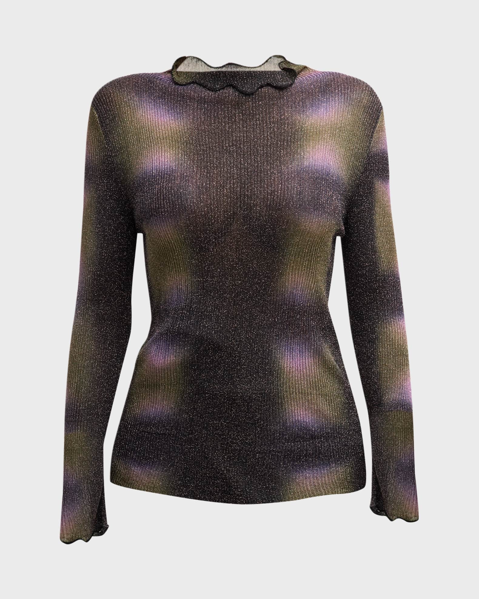 Happy Sheep Ribbed High-Neck Shimmer Sweater | Neiman Marcus