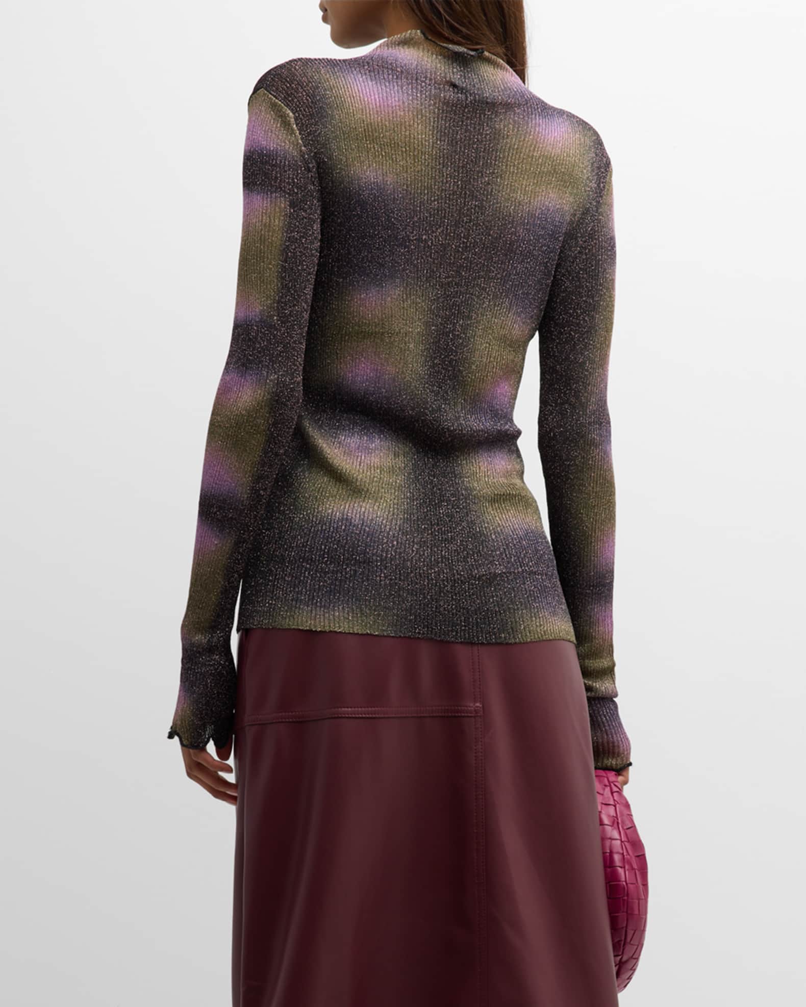 Happy Sheep Ribbed High-Neck Shimmer Sweater | Neiman Marcus
