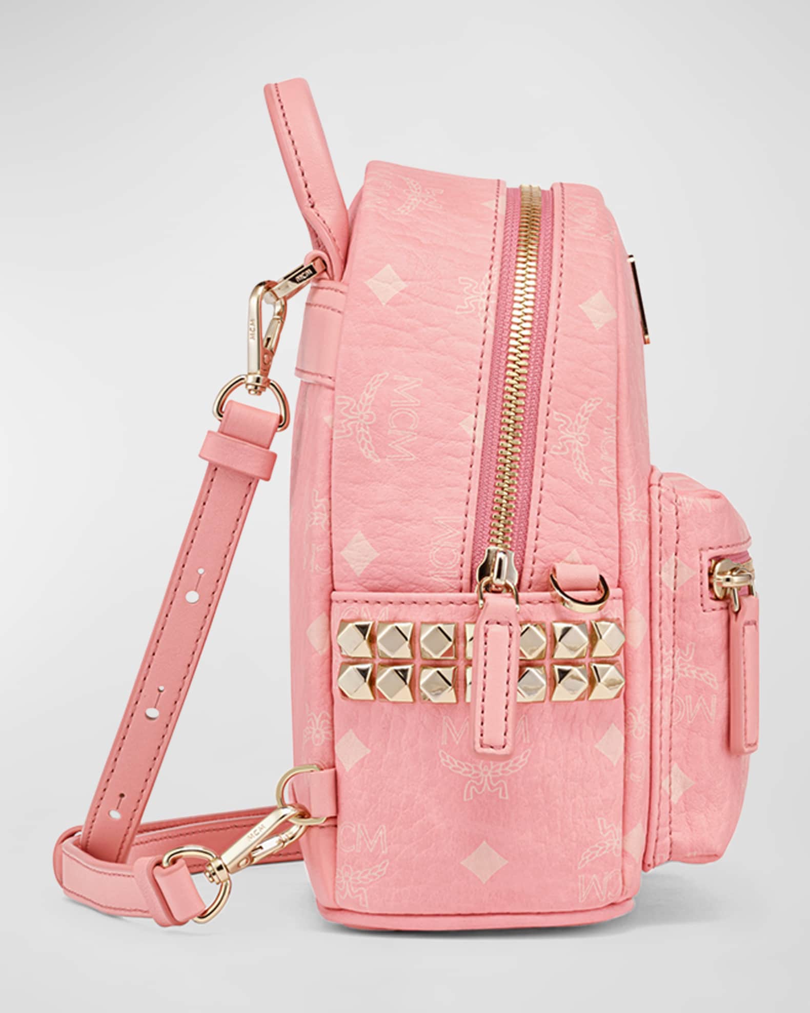 MCM Stark Monogram Studded Convertible Backpack | Neiman Marcus