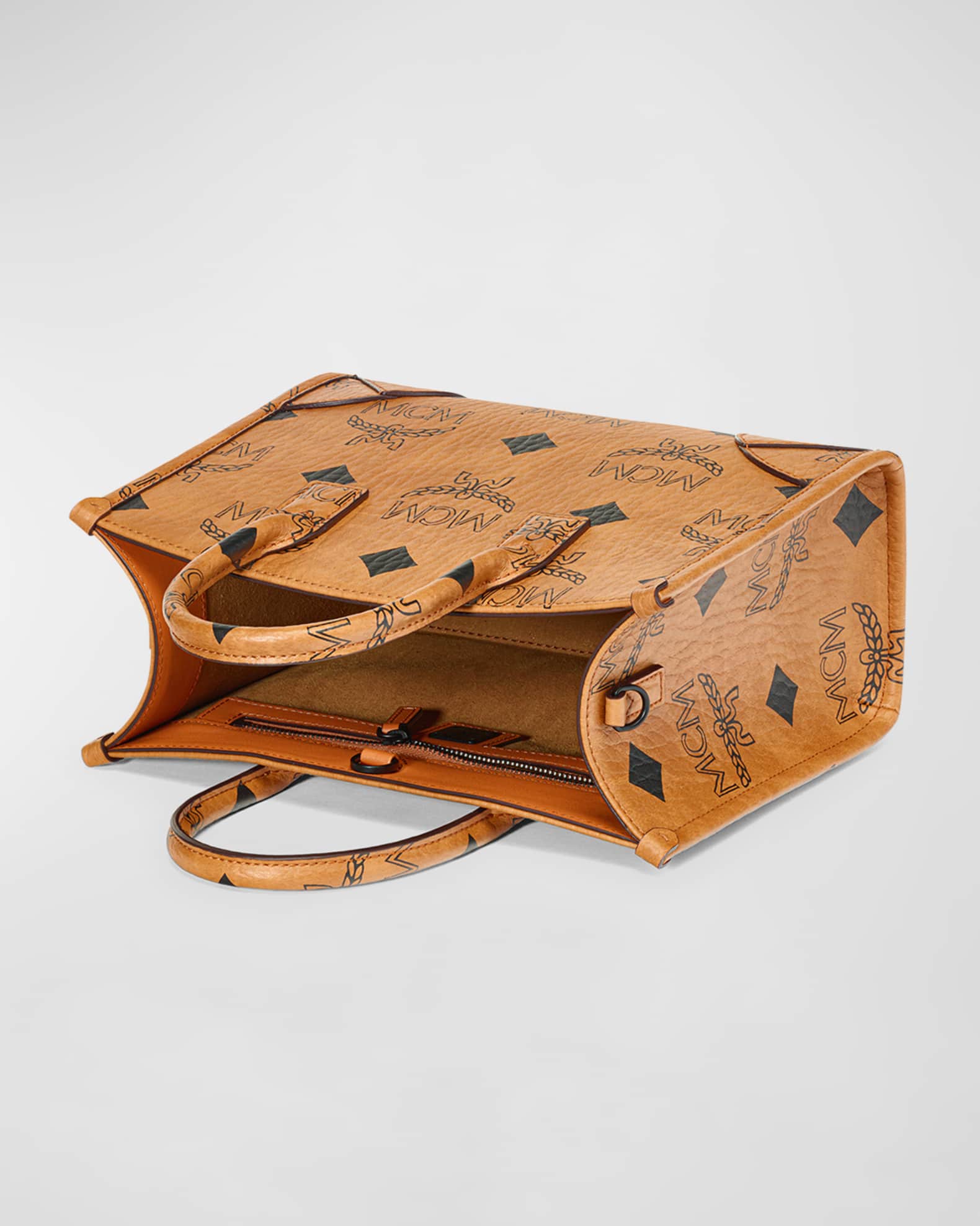 MCM Munchen Small Visetos Monogram Tote Bag | Neiman Marcus