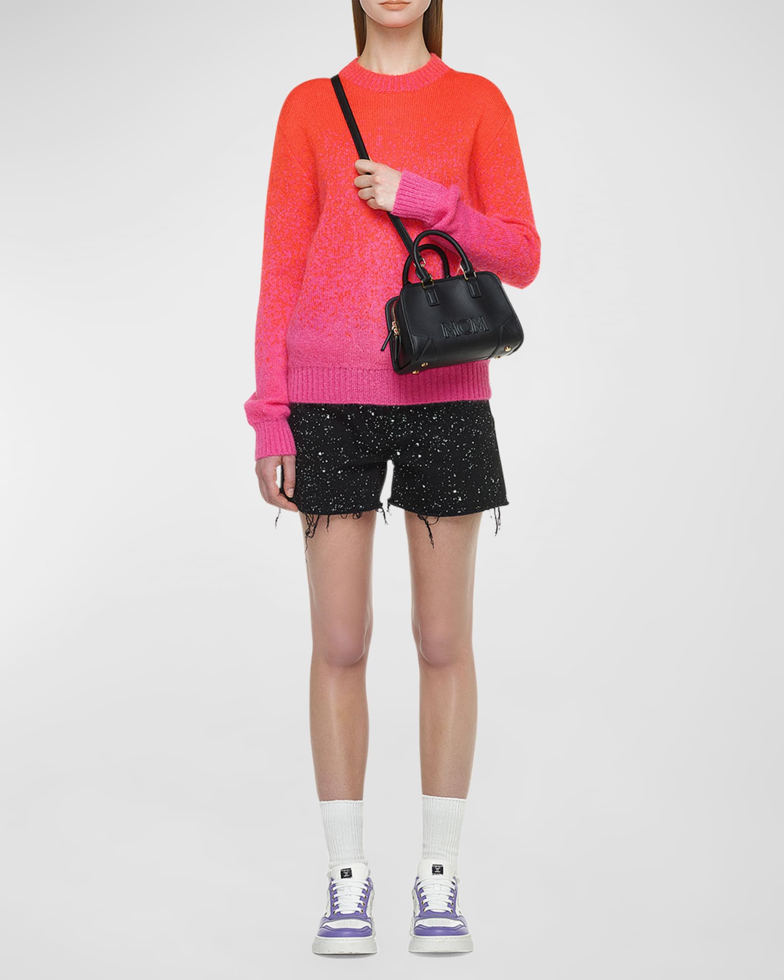 MCM Aren Boston Mini Leather Top-Handle Bag | Neiman Marcus