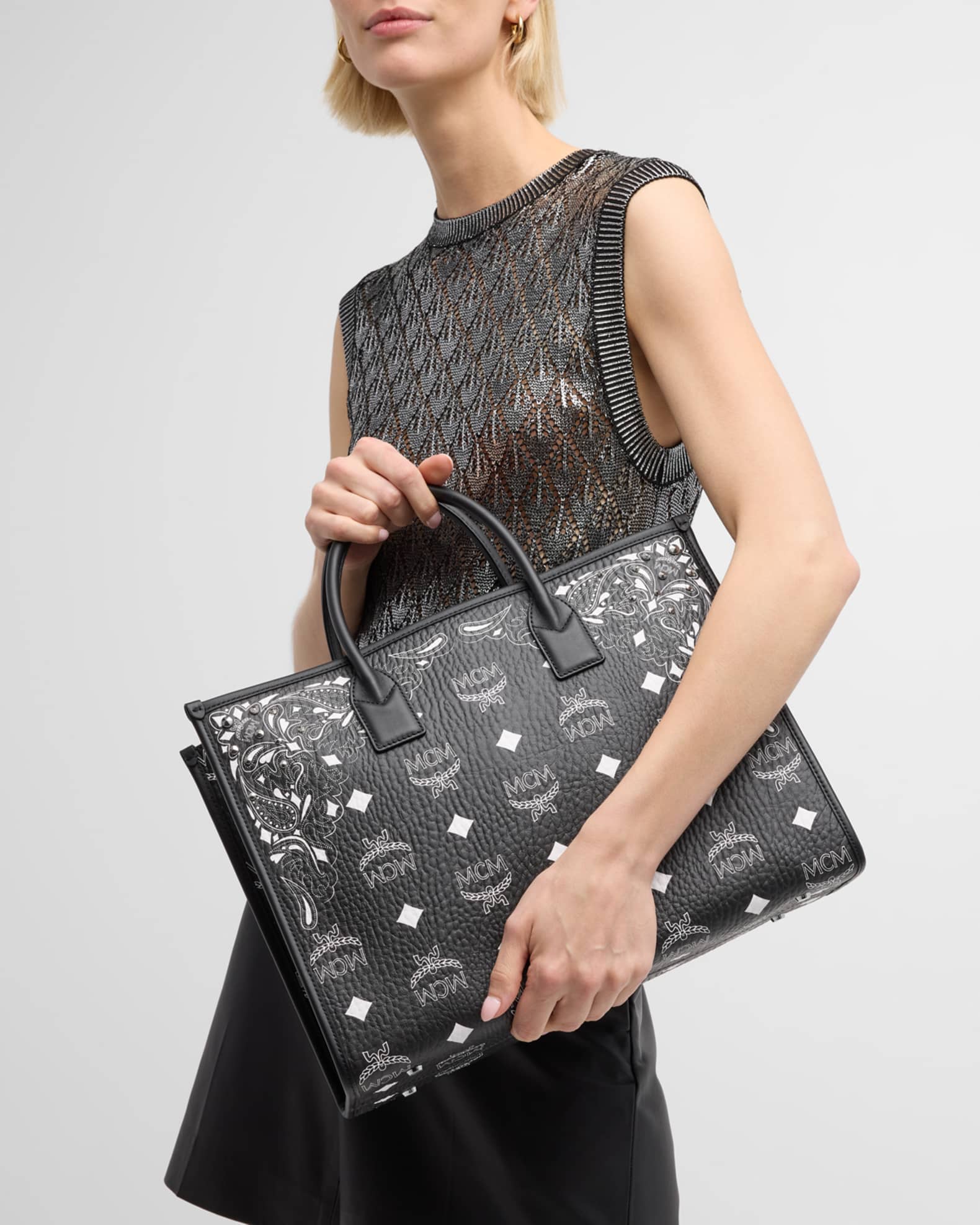 MCM Munchen Large Visetos Tote Bag | Neiman Marcus