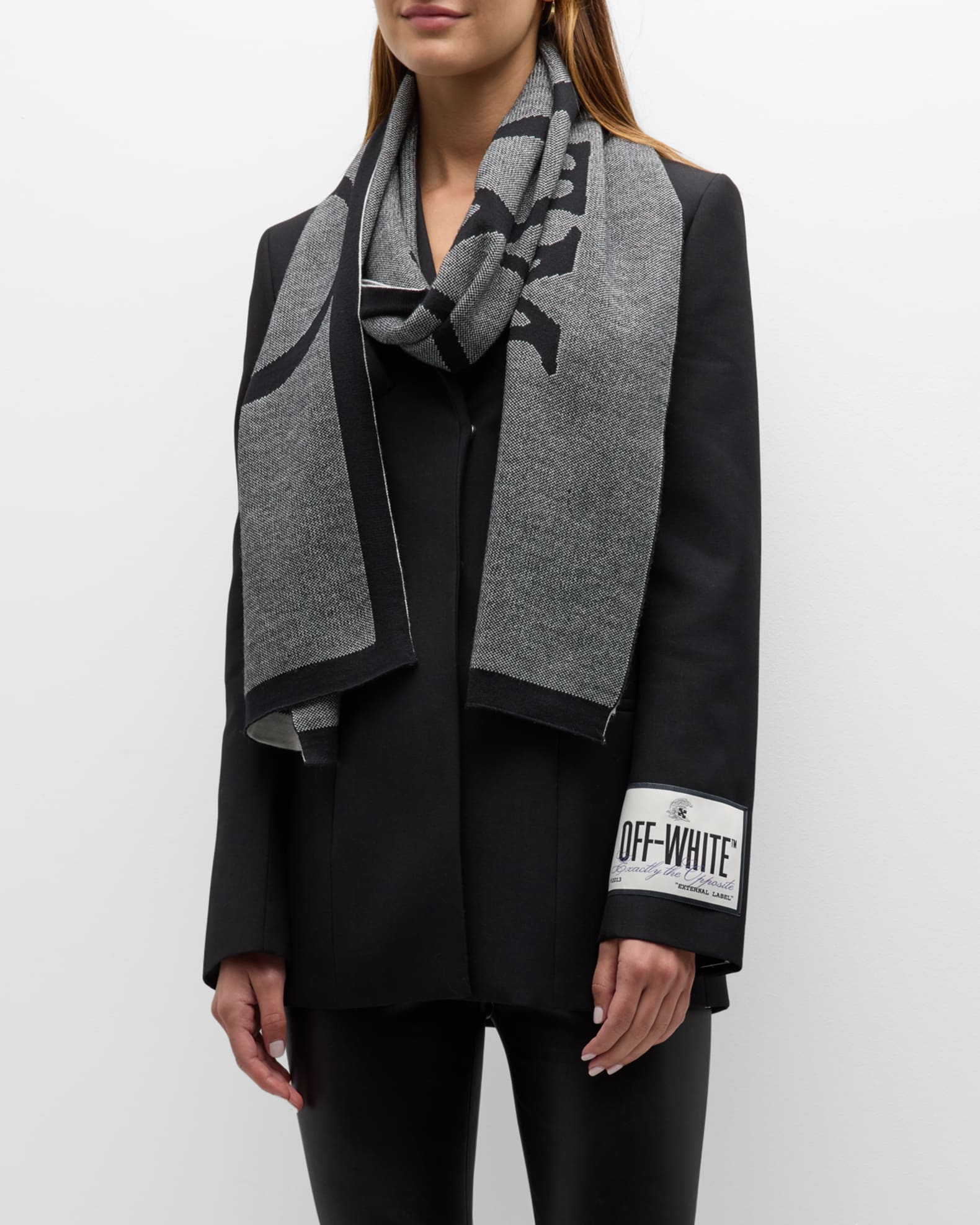 Off-White Reversible Logo Wool Scarf | Neiman Marcus