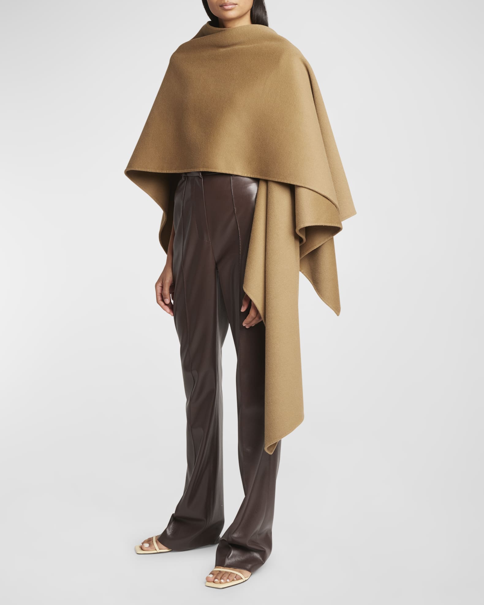 Nanushka Silk-Wool Cape | Neiman Marcus