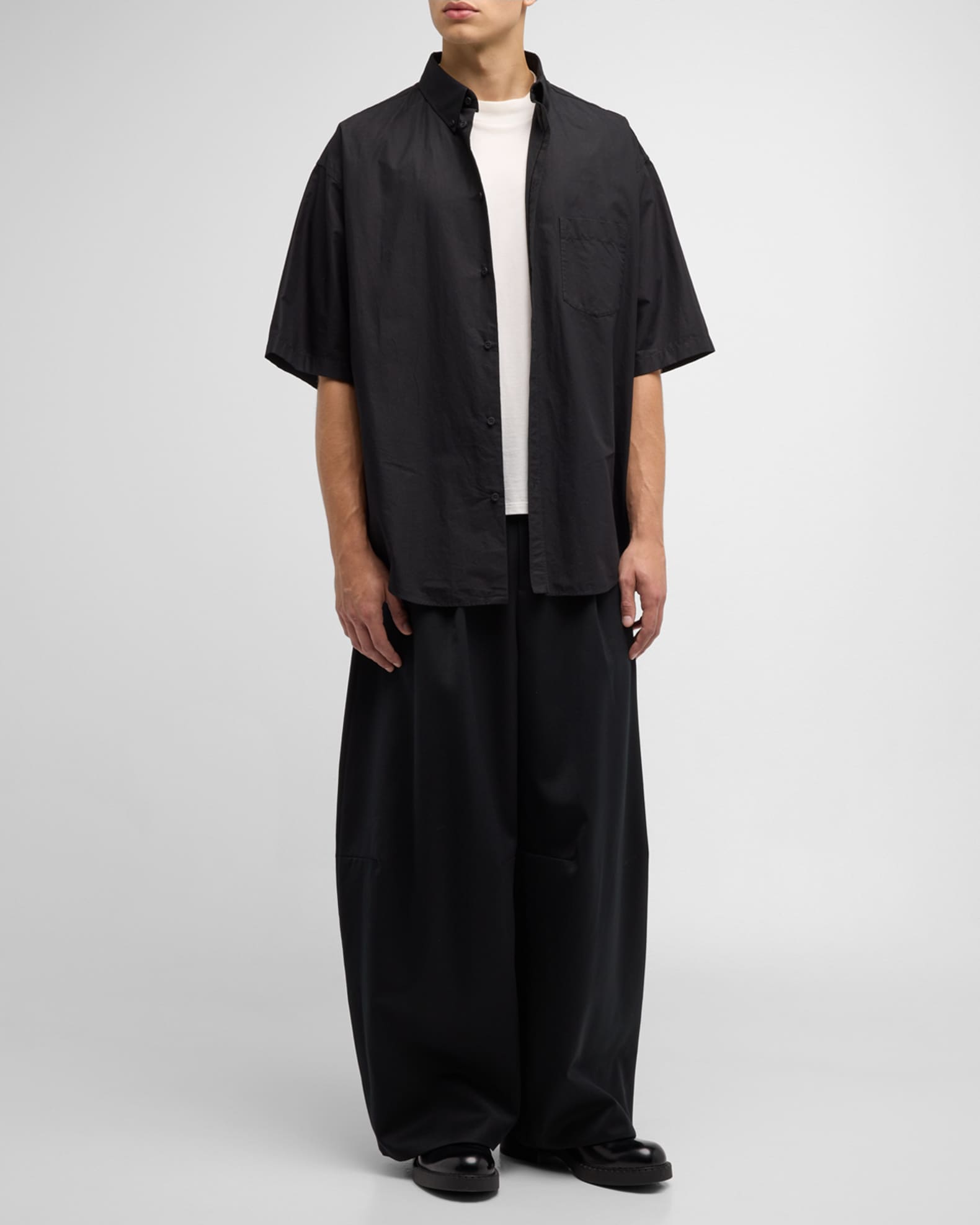 Simone Rocha Men's Wide-Leg Wool Pants | Neiman Marcus