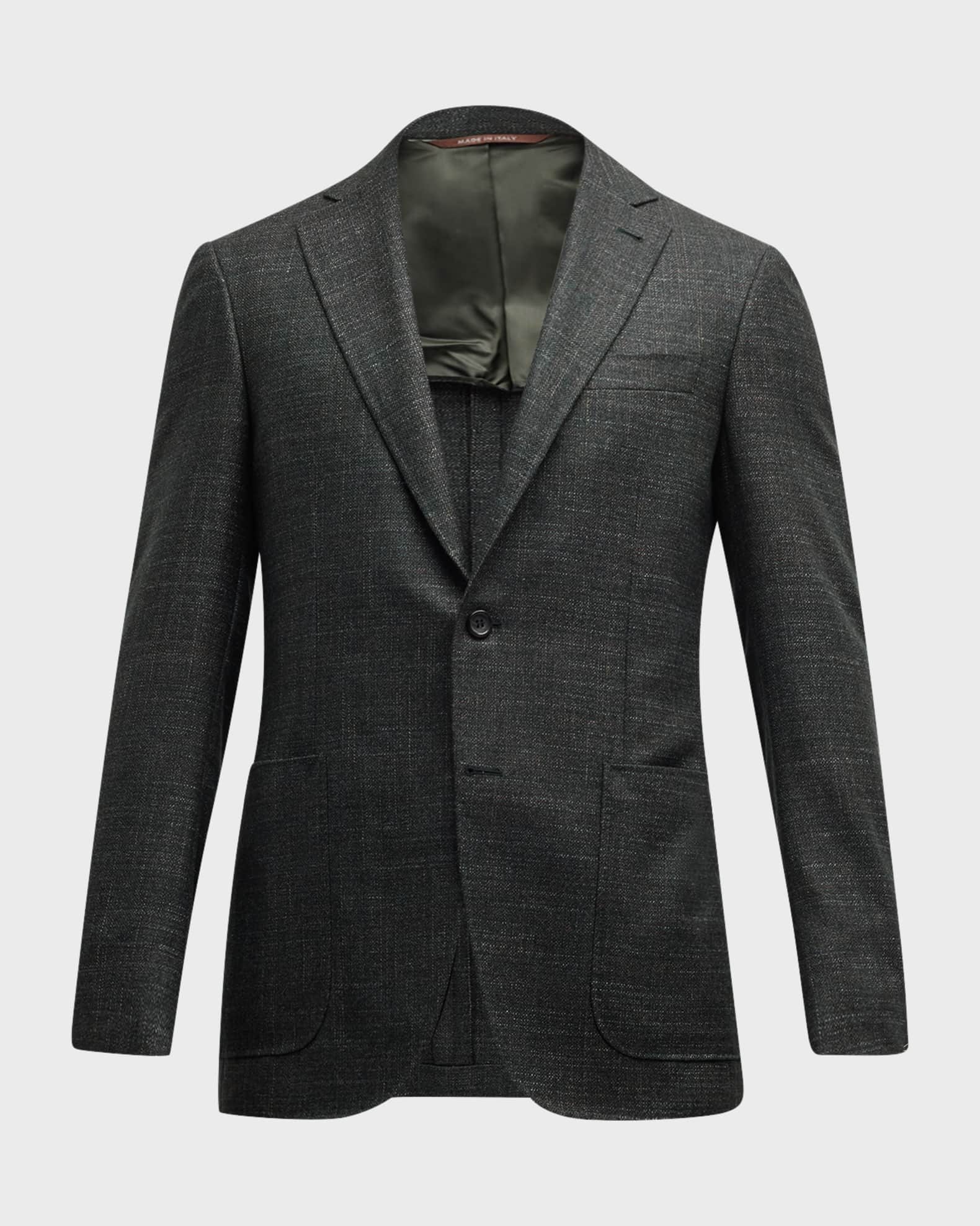 Canali Men's Wool-Blend Textured Blazer | Neiman Marcus