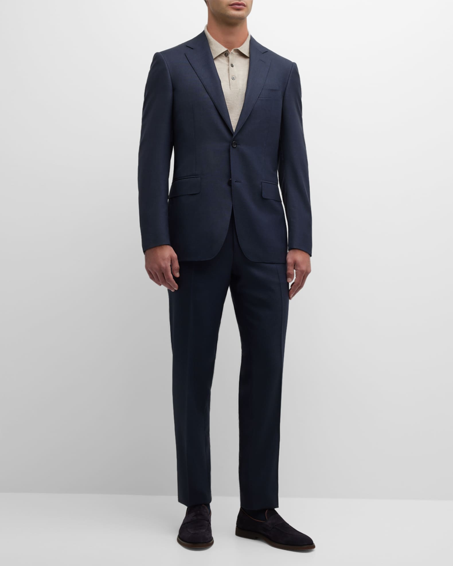 Canali Men's Tonal Check Wool Suit | Neiman Marcus