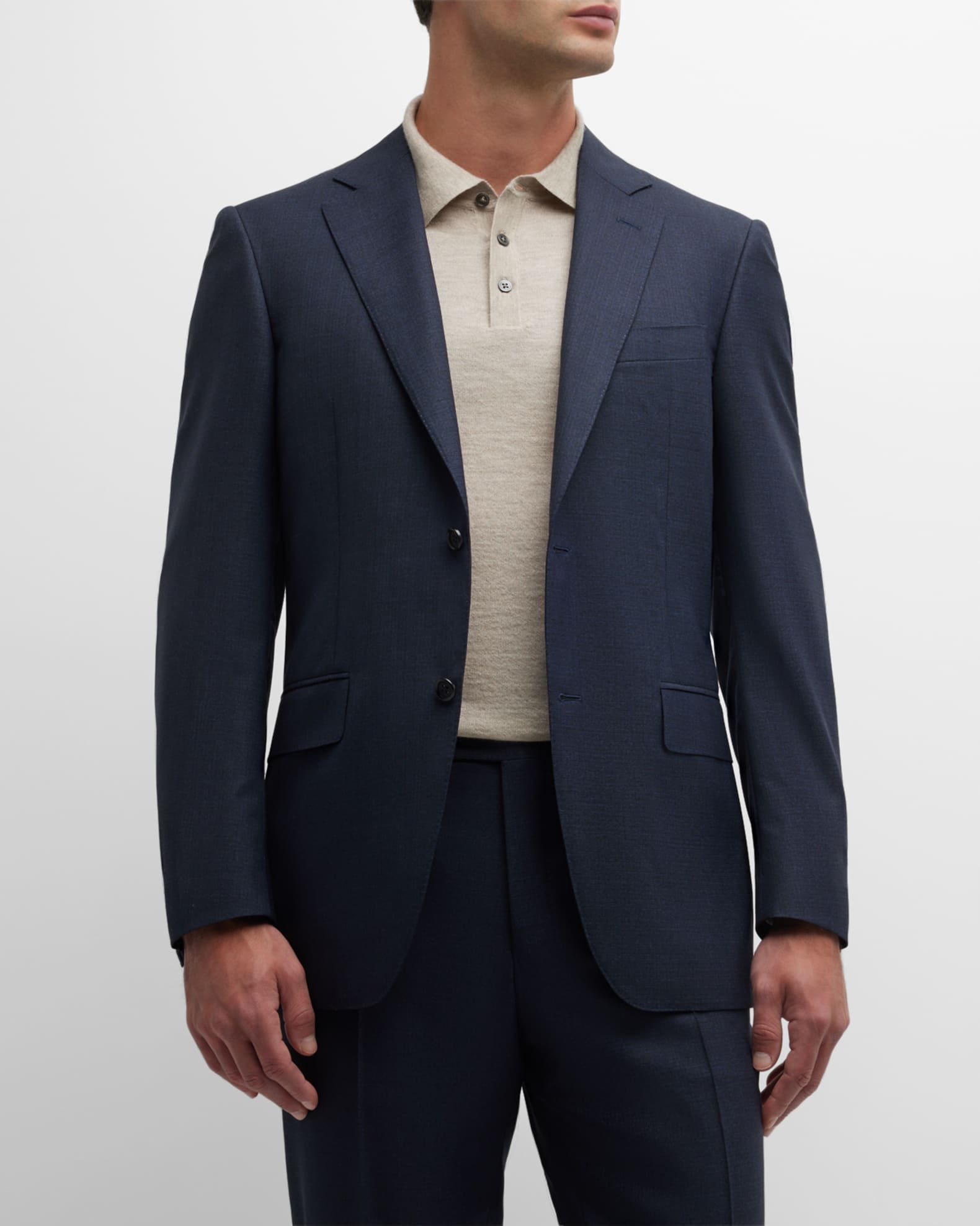 Canali Men's Tonal Check Wool Suit | Neiman Marcus