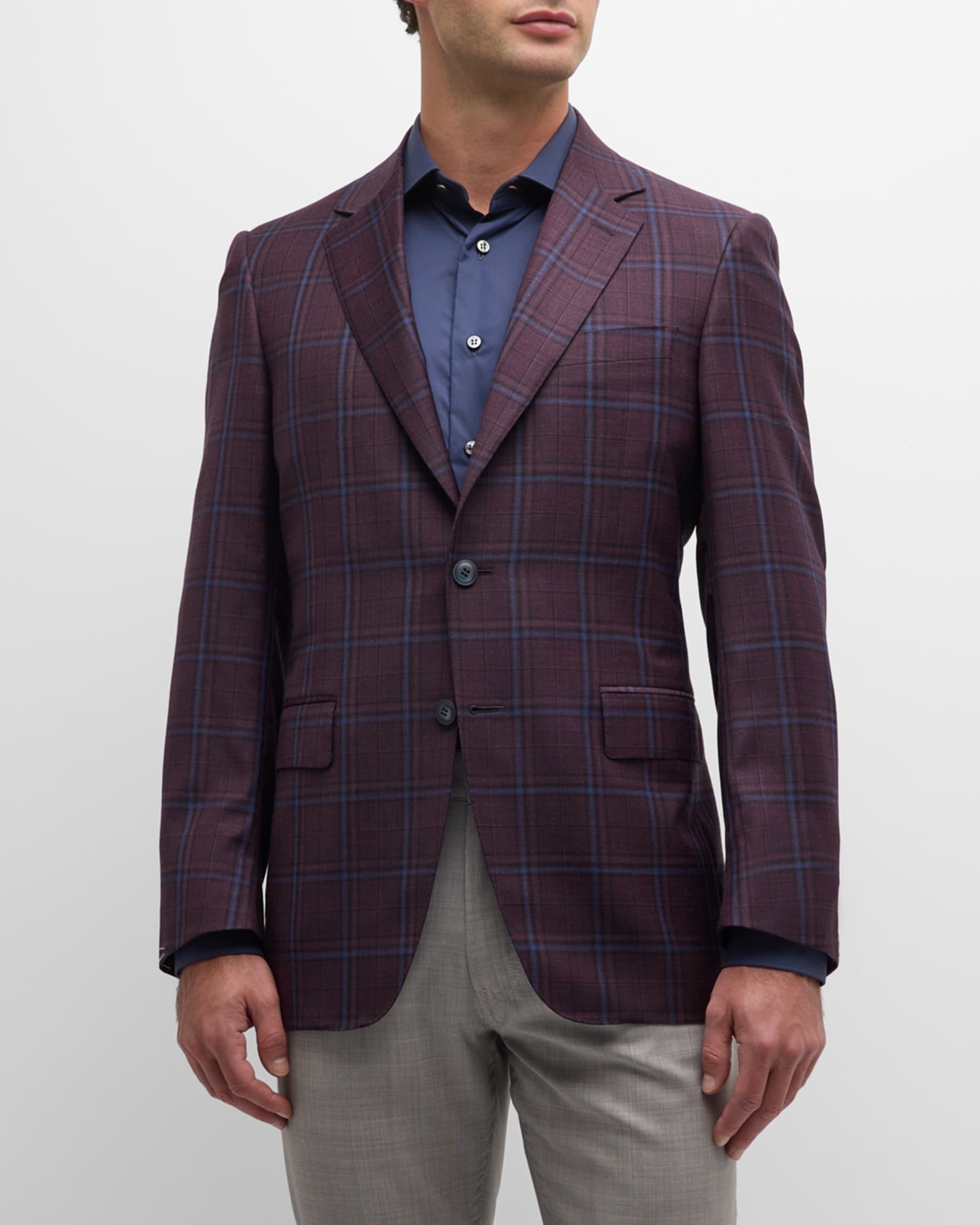 Canali Men's Windowpane Wool Sport Coat | Neiman Marcus