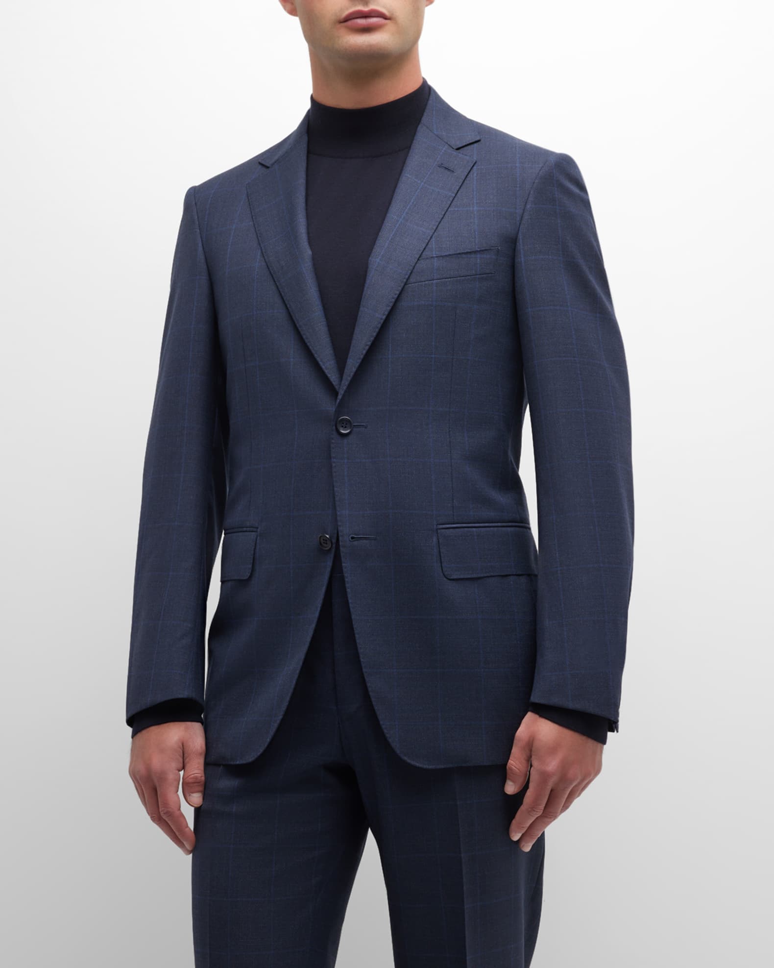 Canali Men's Textured Windowpane Wool Suit | Neiman Marcus