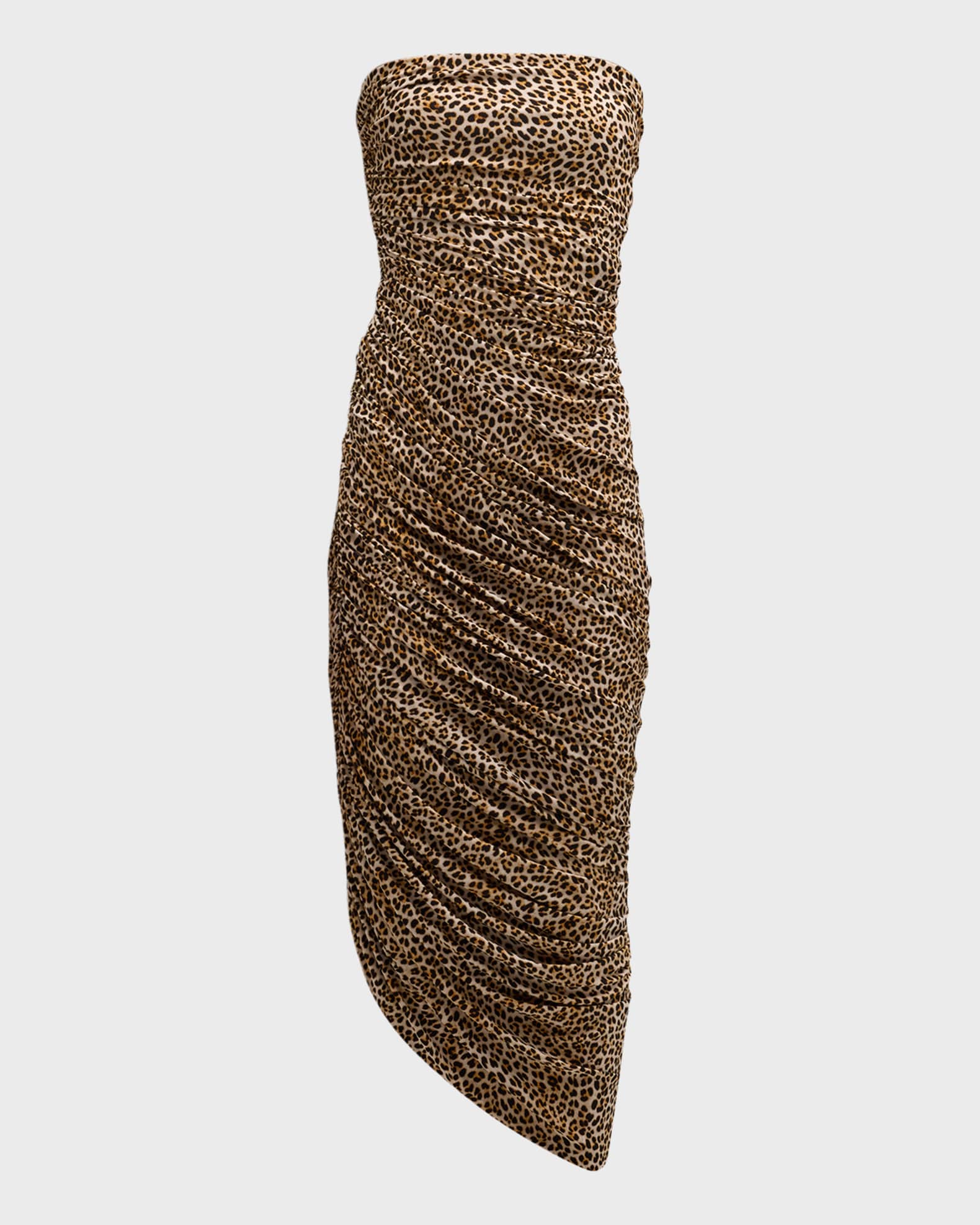 Norma Kamali Diana Strapless Leopard-Print Shirred Midi Gown | Neiman Marcus