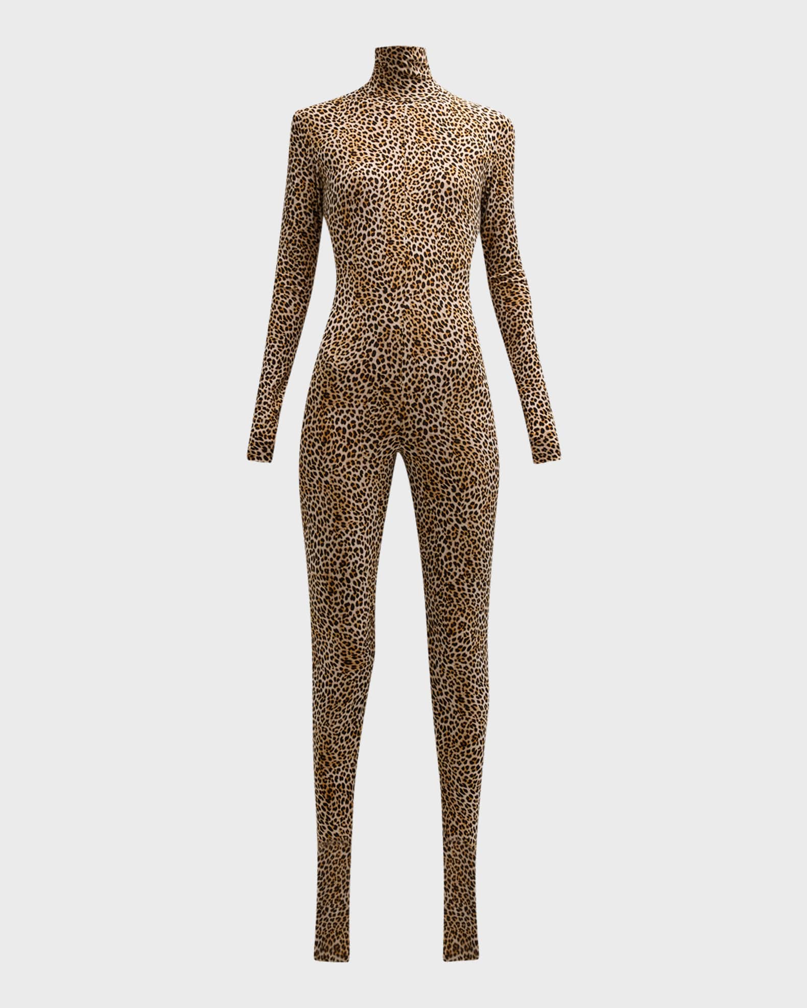Norma Kamali Open-Back Leopard-Print Footed Catsuit | Neiman Marcus