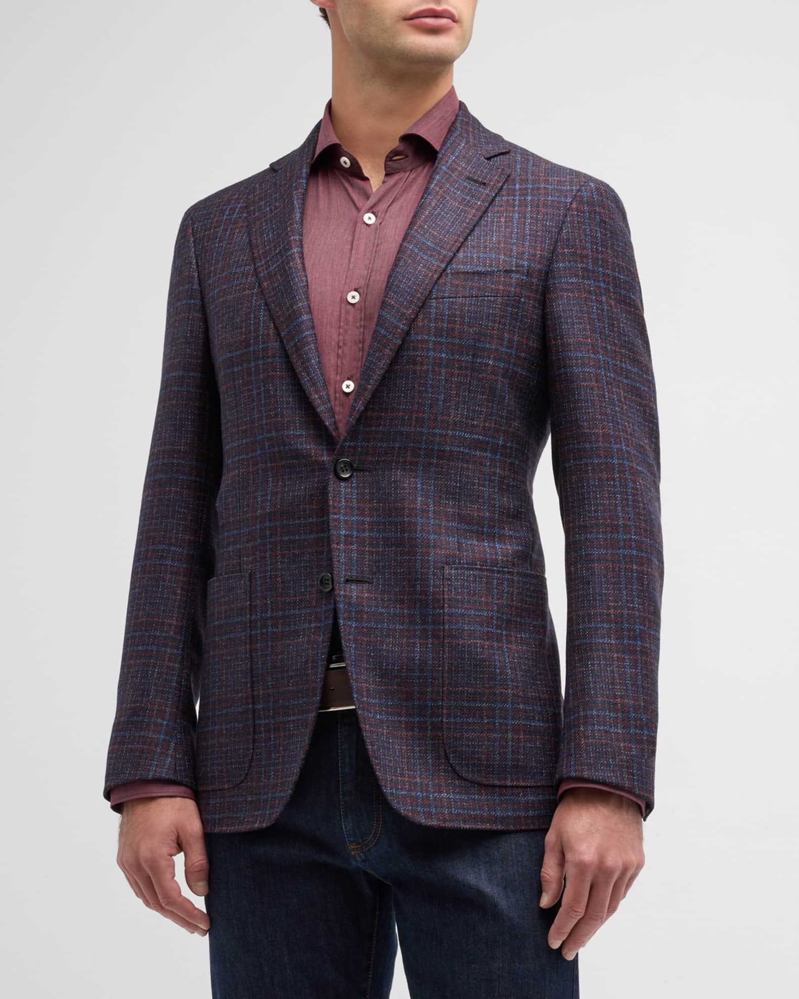 Canali Men's Wool Plaid Sport Coat | Neiman Marcus