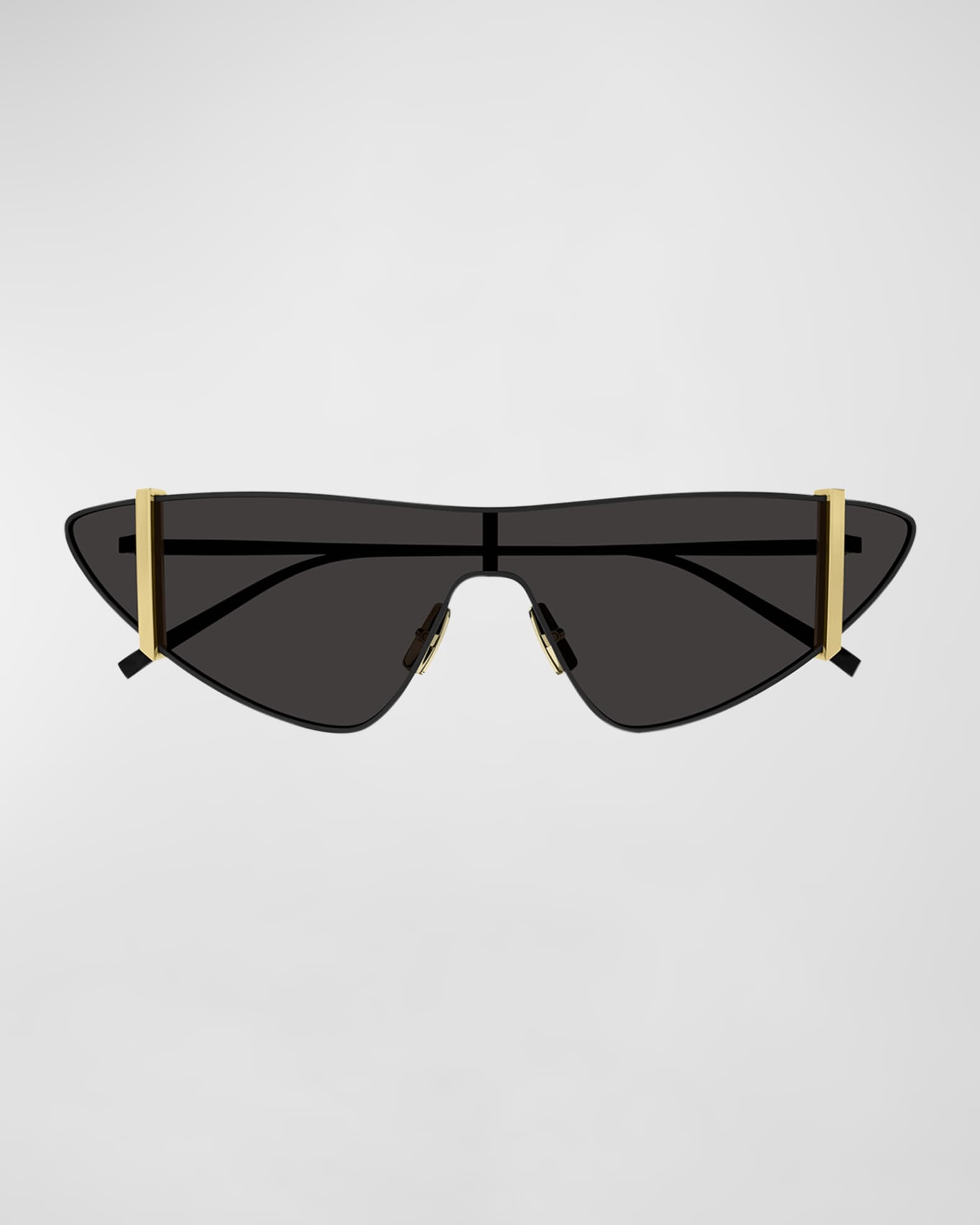 Saint Laurent Sleek Metal Cat-Eye Shield Sunglasses With Golden Accents ...