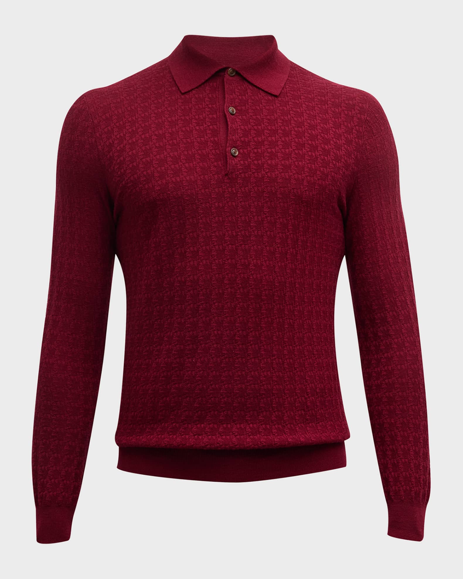 Canali Men's Solid Textured Polo Shirt | Neiman Marcus