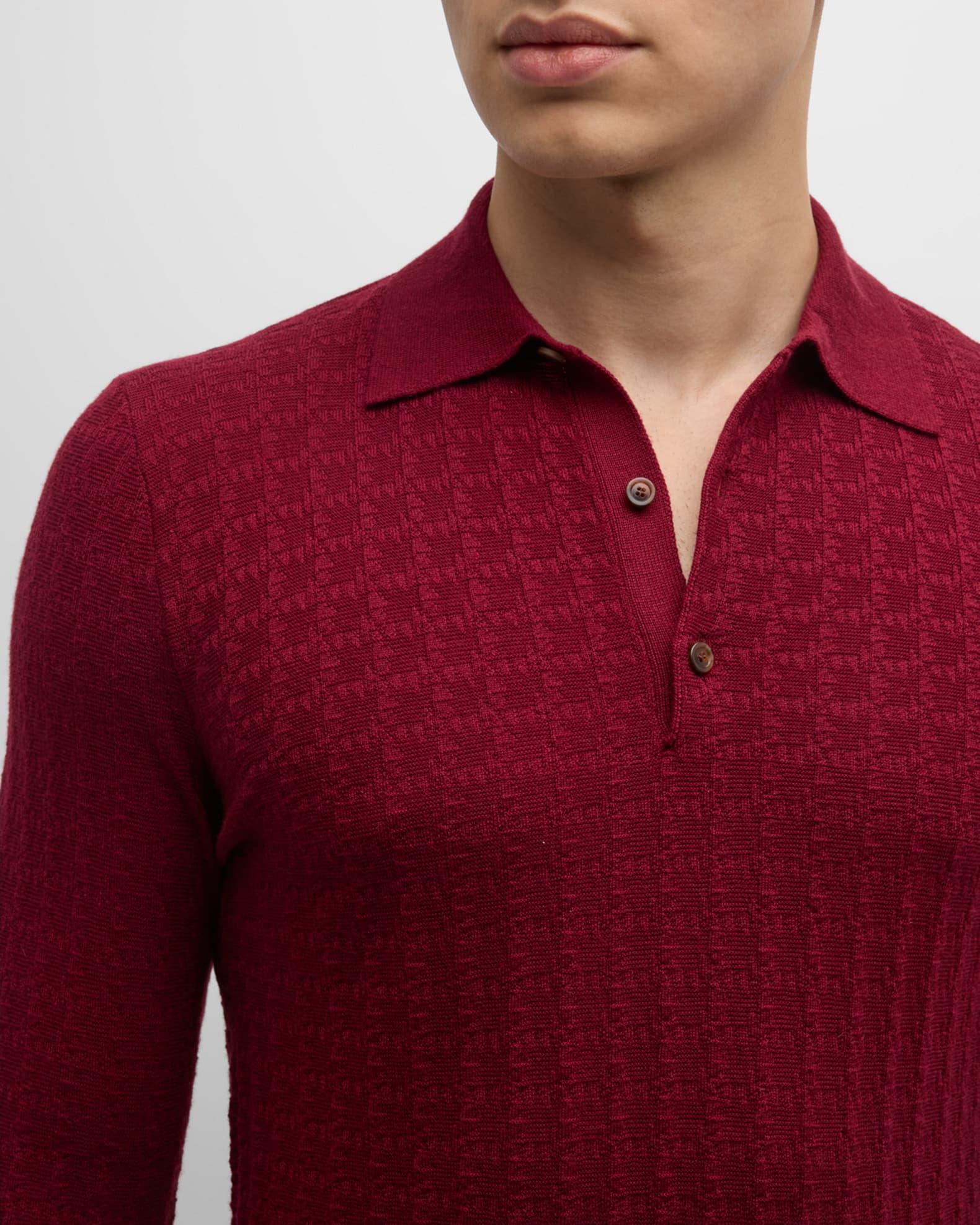 Canali Men's Solid Textured Polo Shirt | Neiman Marcus