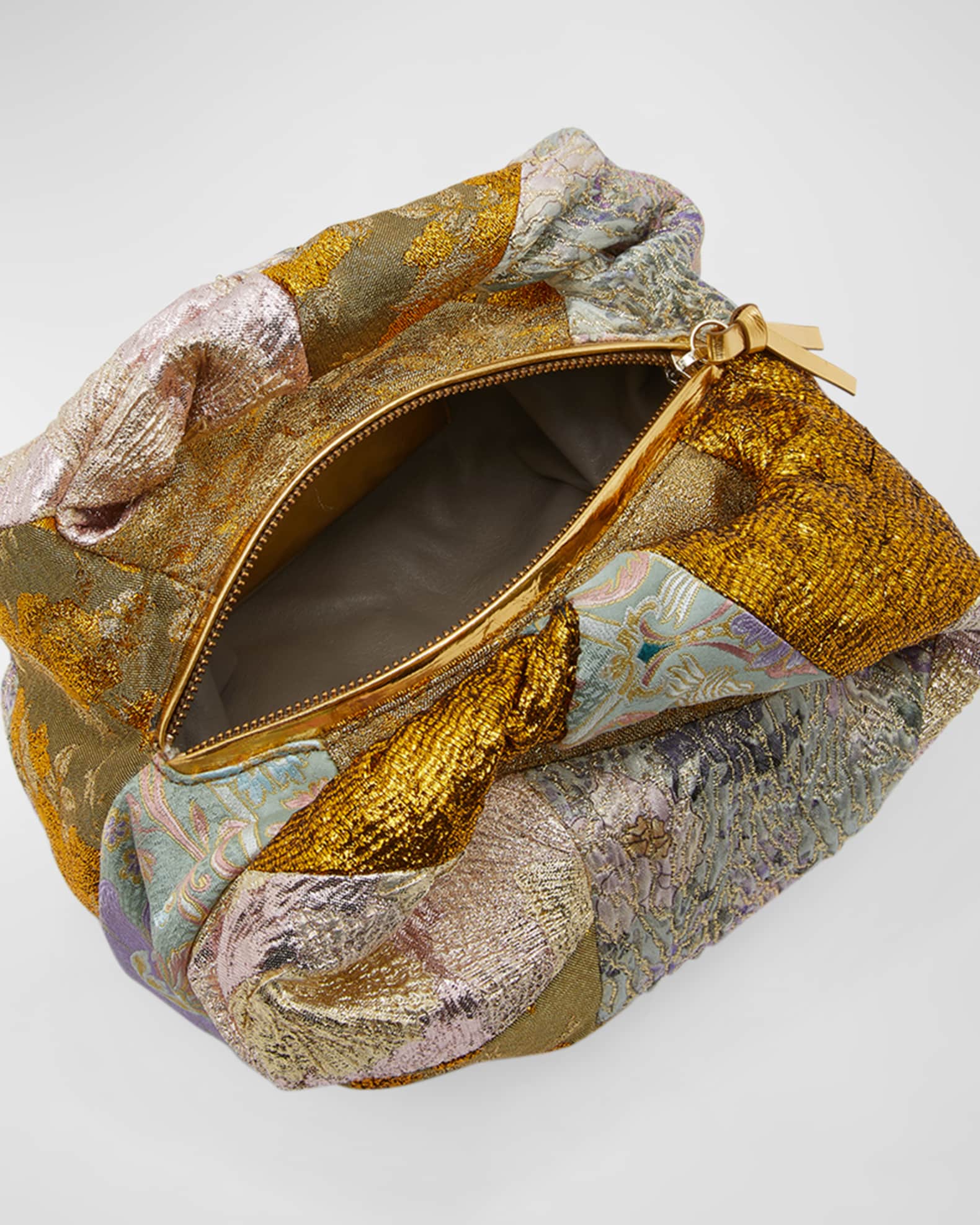 Dries Van Noten Twisted Small Patchwork Jacquard Top-Handle Bag | Neiman Marcus