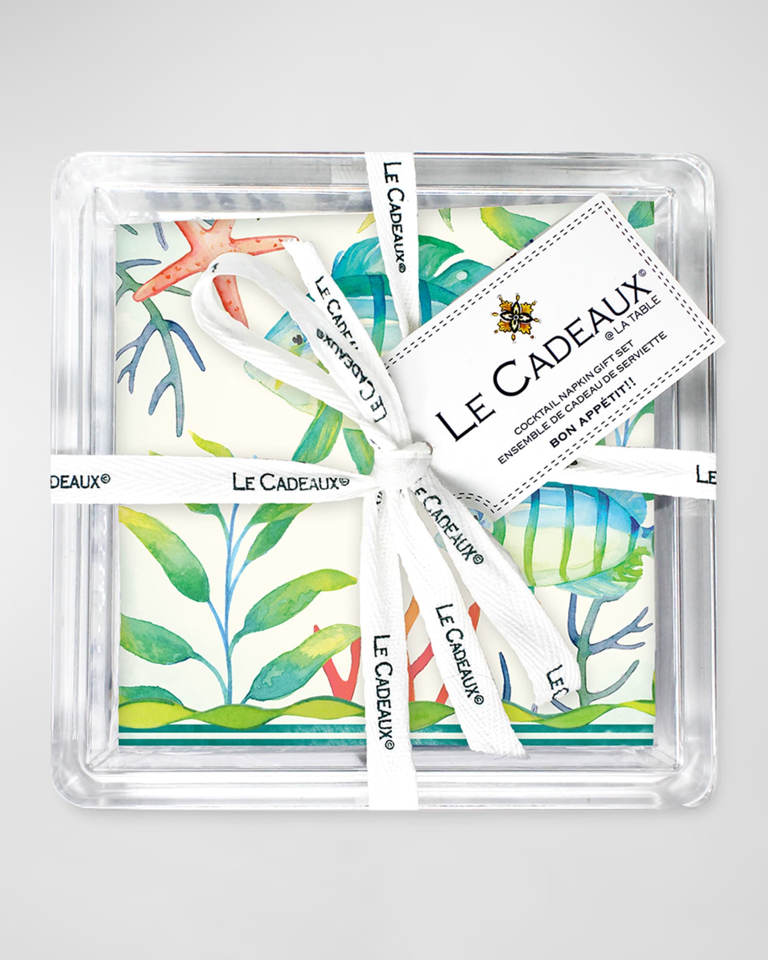 Le Cadeaux La Mer Gift Set - Cocktail Napkins and Holder | Neiman Marcus