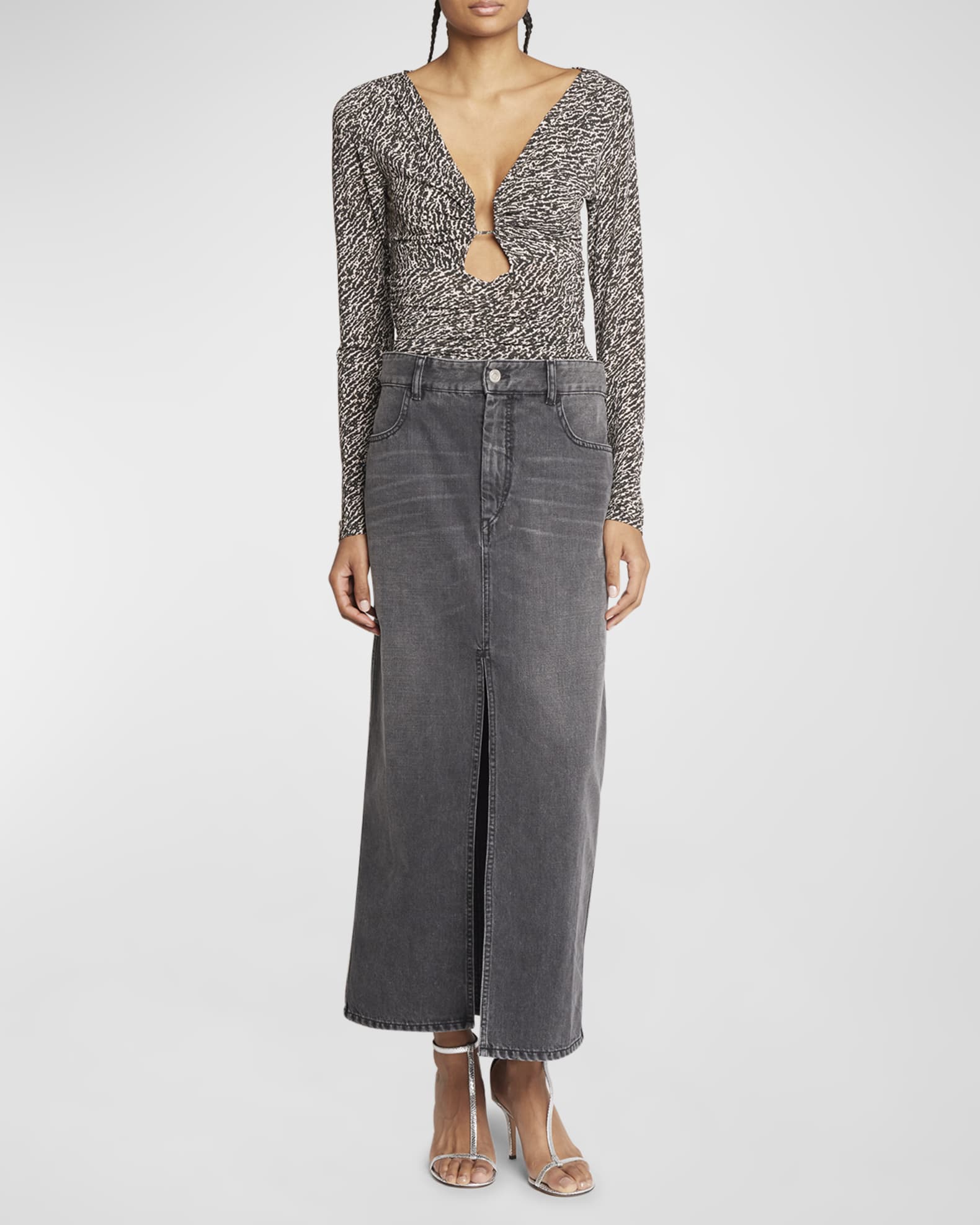 Isabel Marant Laura Cutout V-Neck Top | Neiman Marcus