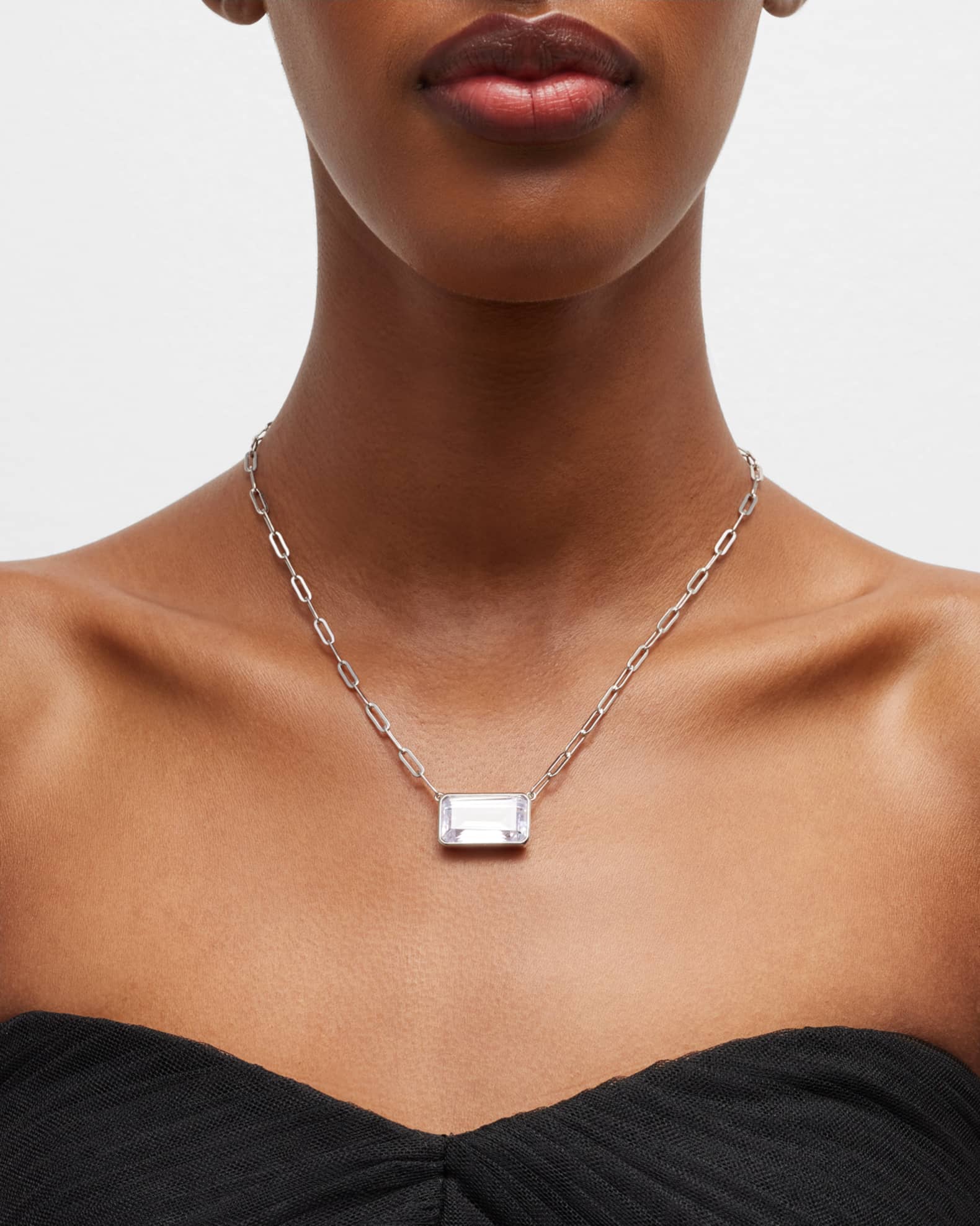 Golconda by Kenneth Jay Lane Sterling Silver Emerald and Cubic Zirconia ...