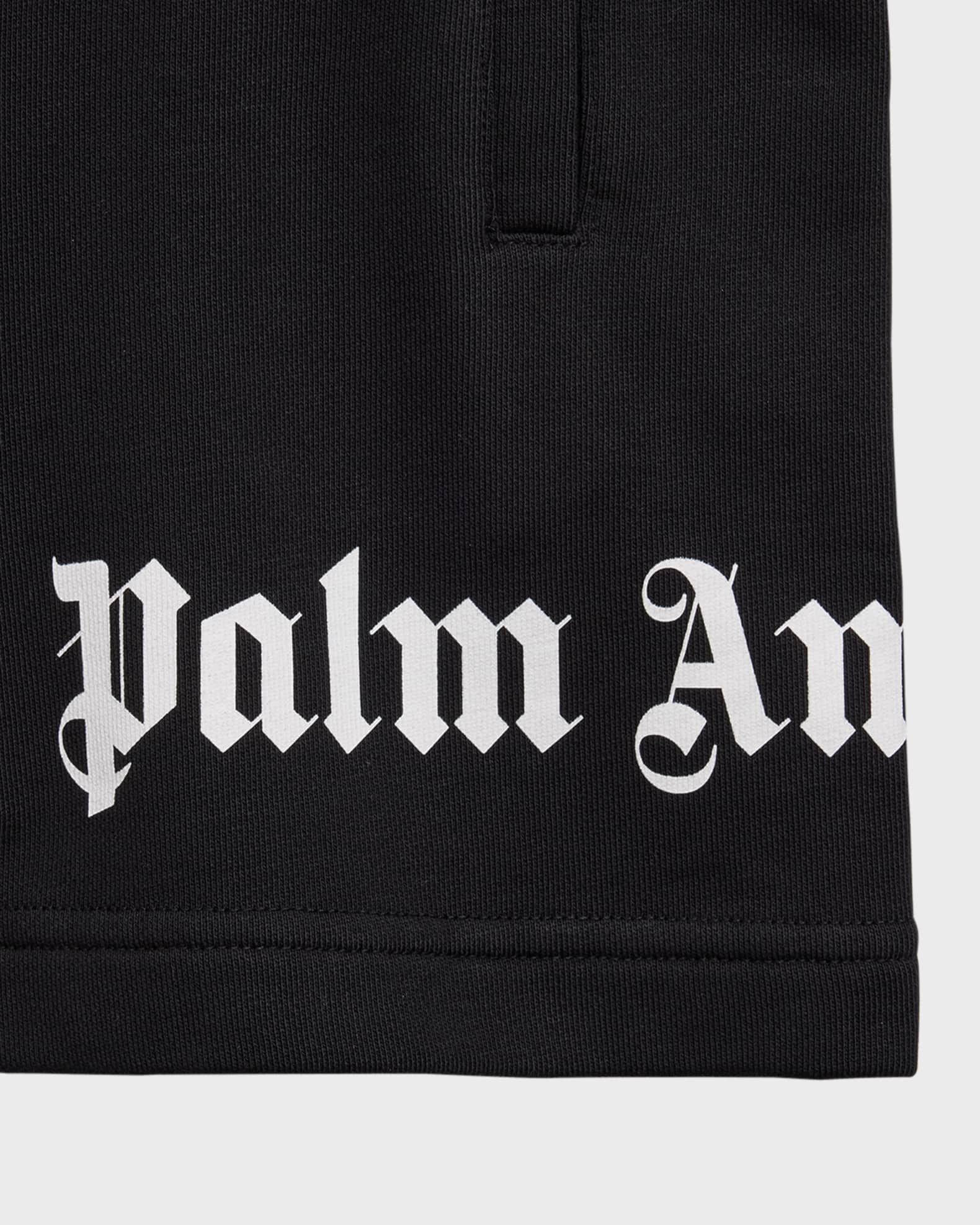 Palm Angels CLASSIC OVERLOGO SWEAT SHORT BLACK WHITE | Neiman Marcus