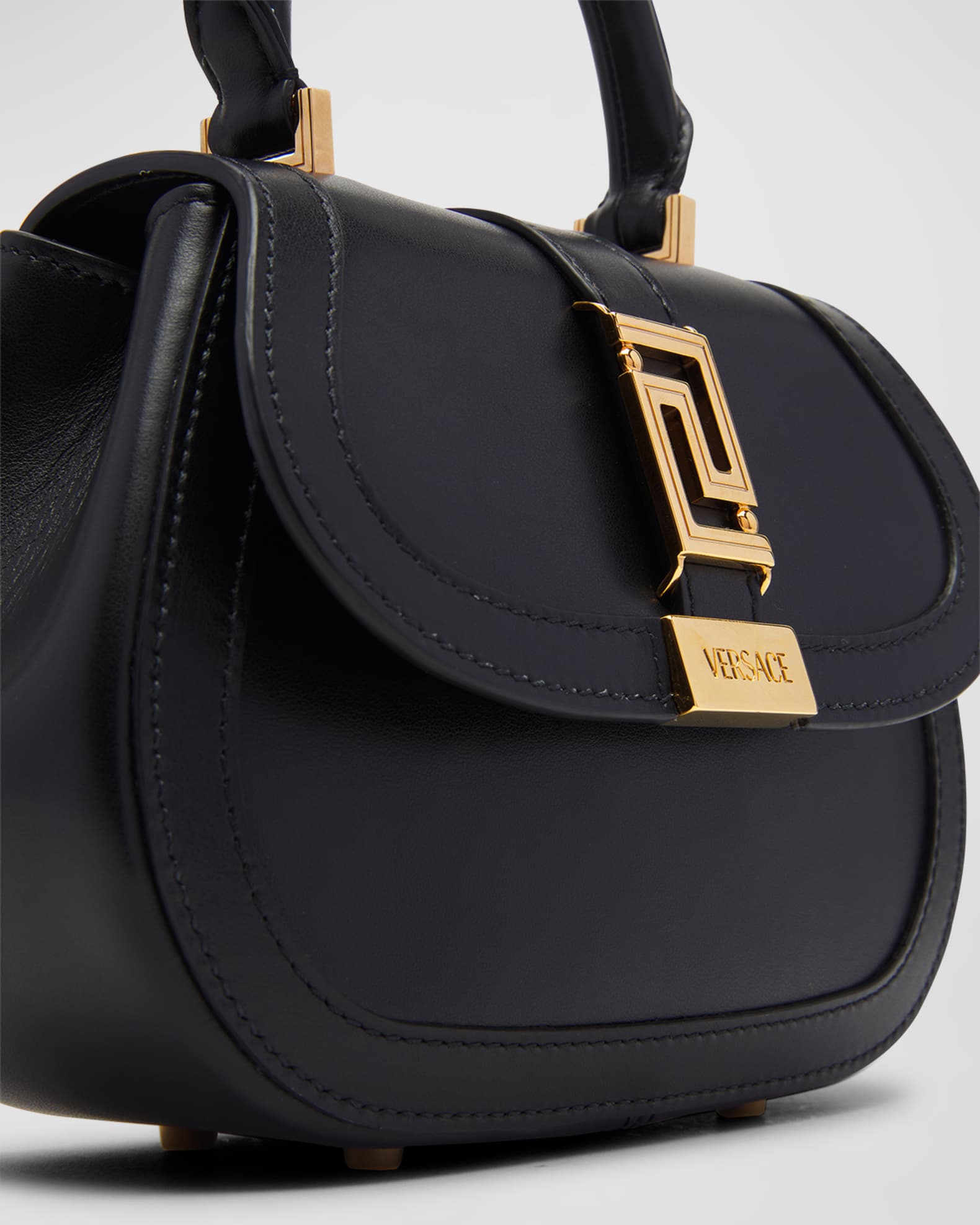 Versace Greca Goddess Mini Calfskin Top-Handle Bag | Neiman Marcus