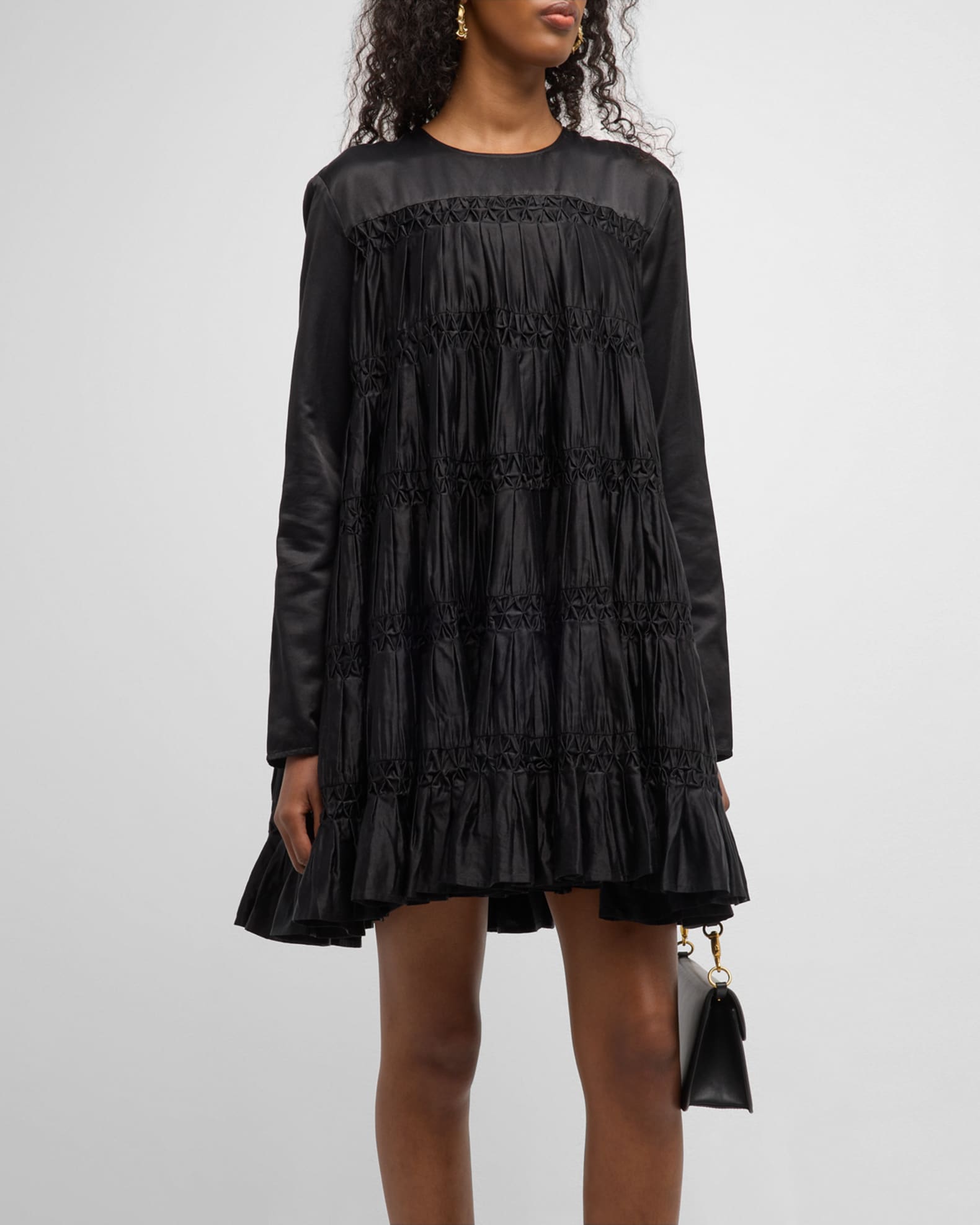 Merlette Boden Tiered Pintuck Cotton-Silk Mini Dress | Neiman Marcus