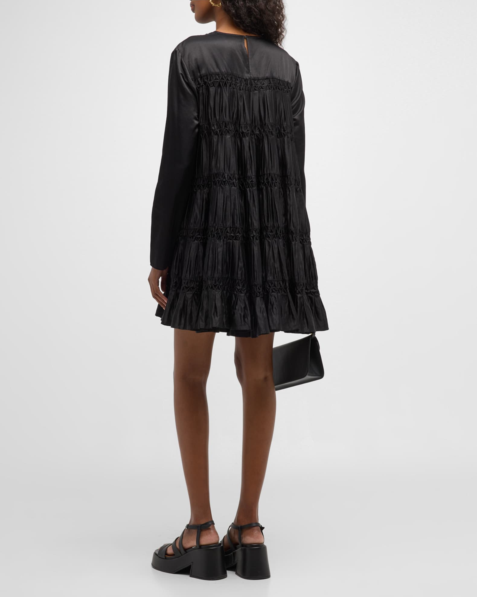 Merlette Boden Tiered Pintuck Cotton-Silk Mini Dress | Neiman Marcus