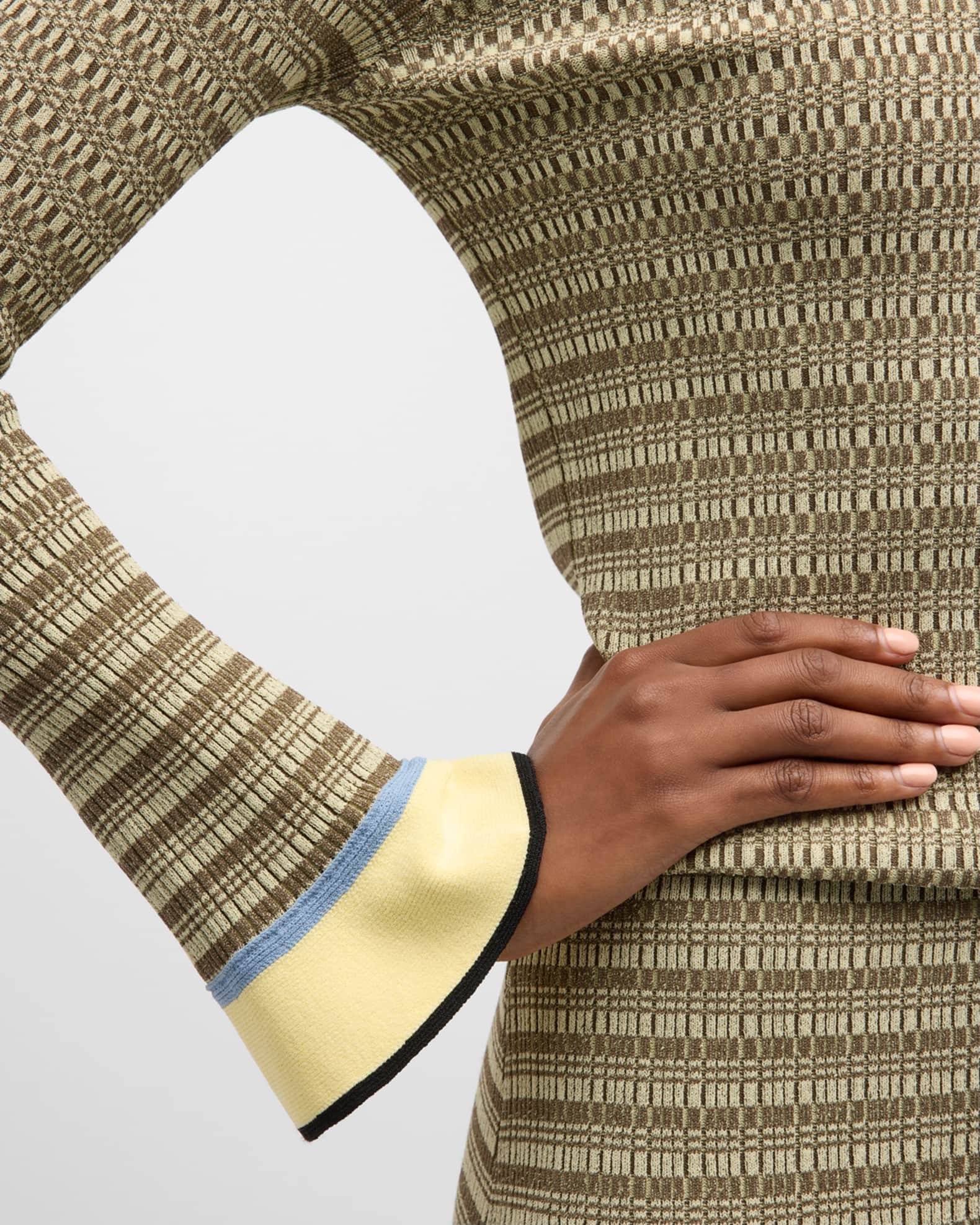 Merlette Judd Ribbed Striped Bell-Cuff Blouse | Neiman Marcus