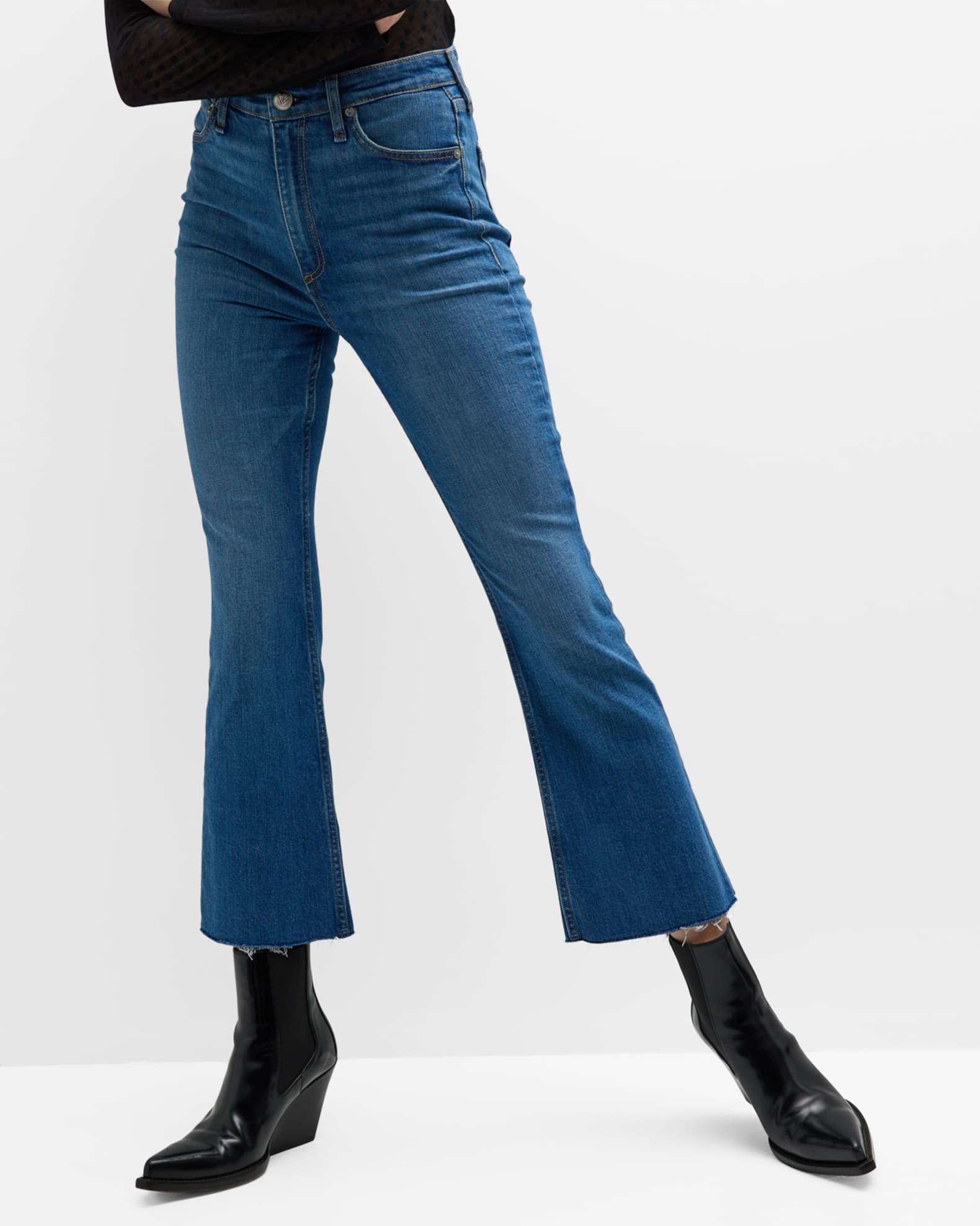 Rag & Bone Casey High-Rise Ankle Flare Jeans | Neiman Marcus