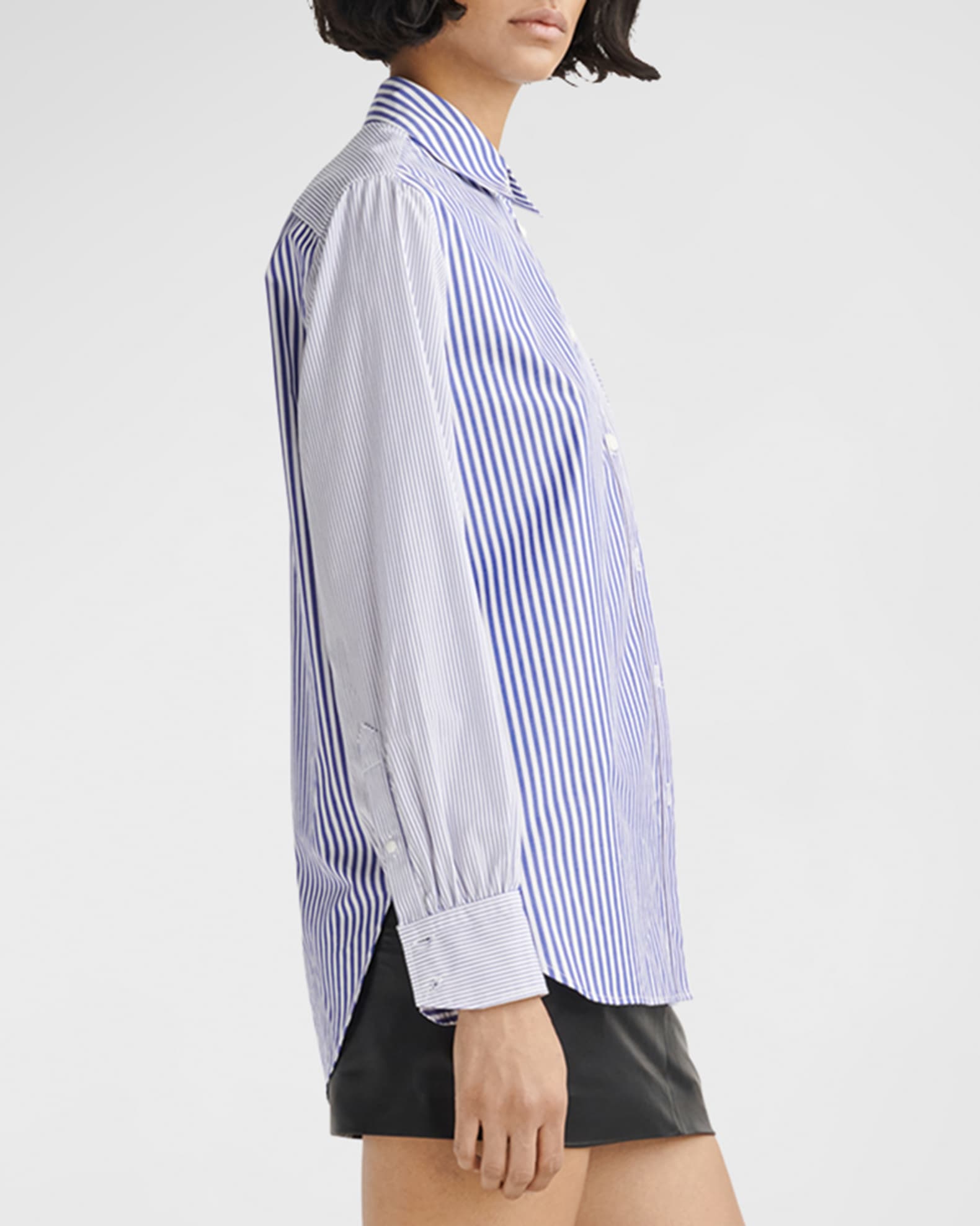 Rag & Bone Maxine Multi-Stripe Button-Front Shirt | Neiman Marcus