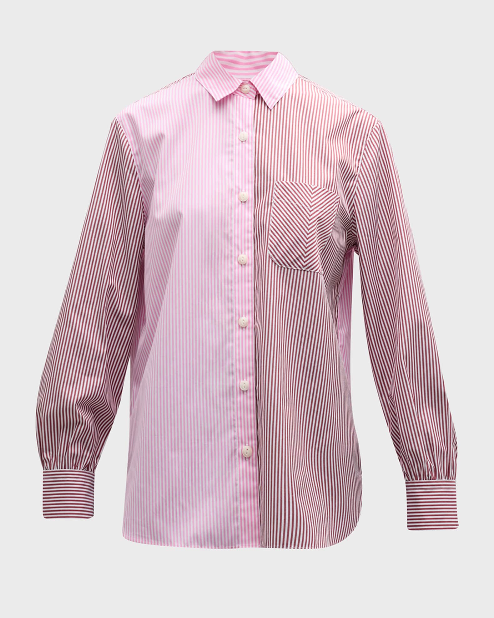 Rag & Bone Maxine Multi-Stripe Button-Front Shirt | Neiman Marcus