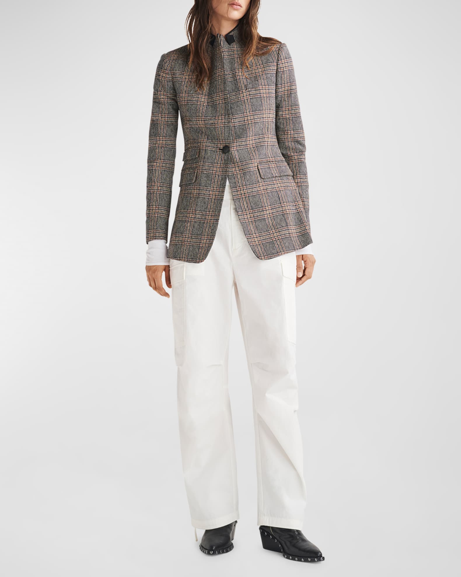 Rag & Bone Paloma Plaid Japanese Cotton Blazer | Neiman Marcus