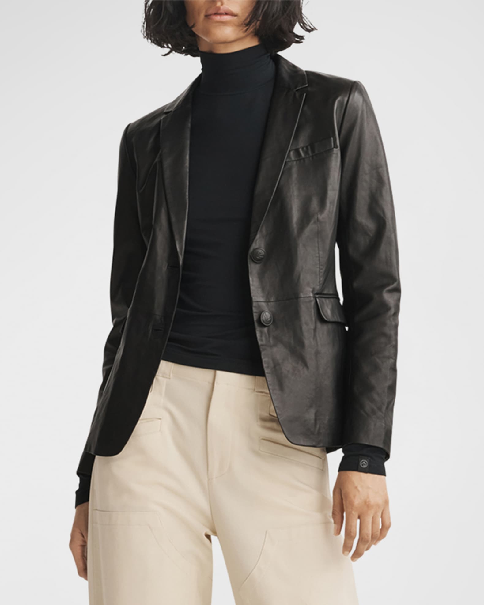 Rag & Bone Razor Leather Blazer | Neiman Marcus