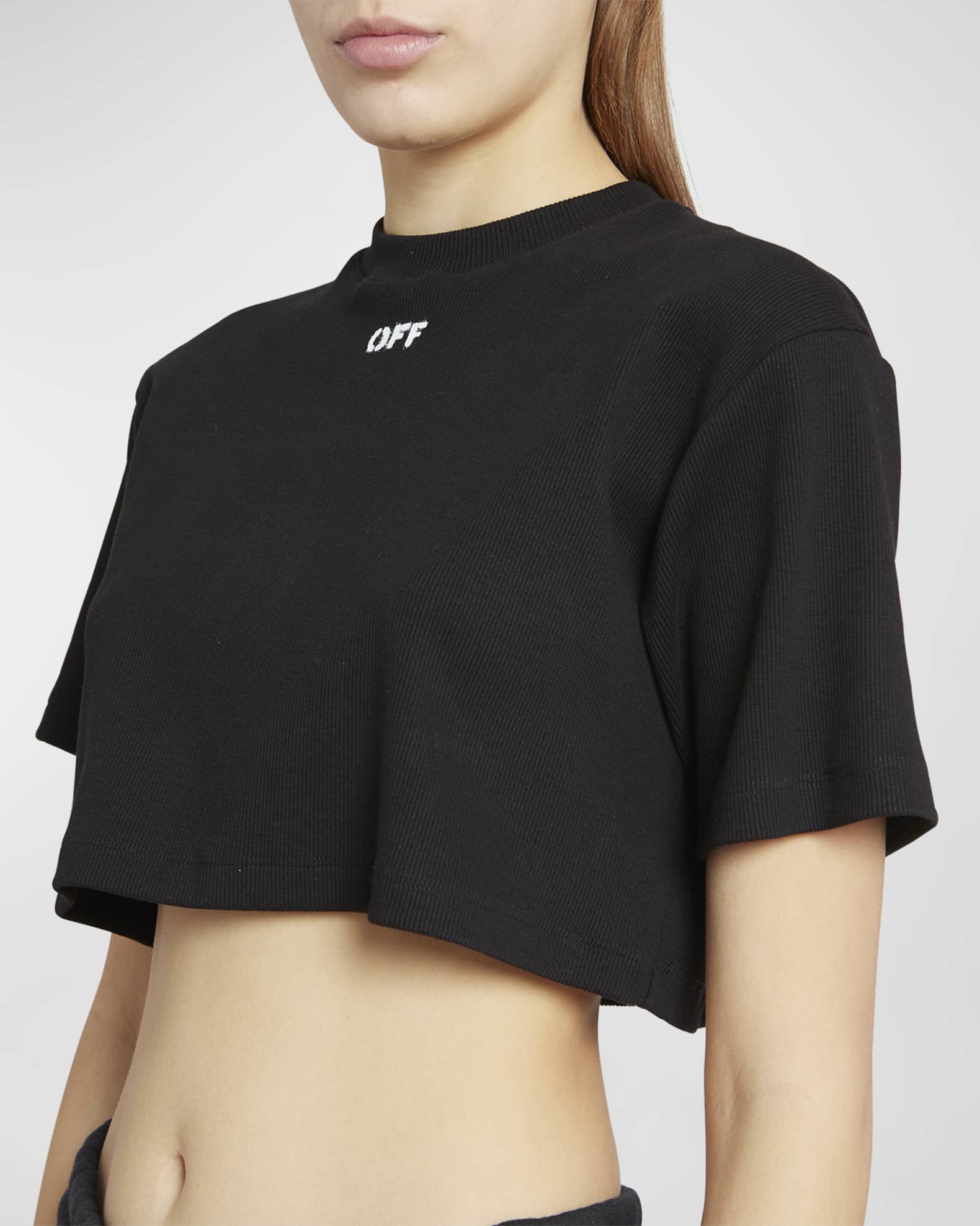 Off-White Off-Stamp Cropped Tee | Neiman Marcus