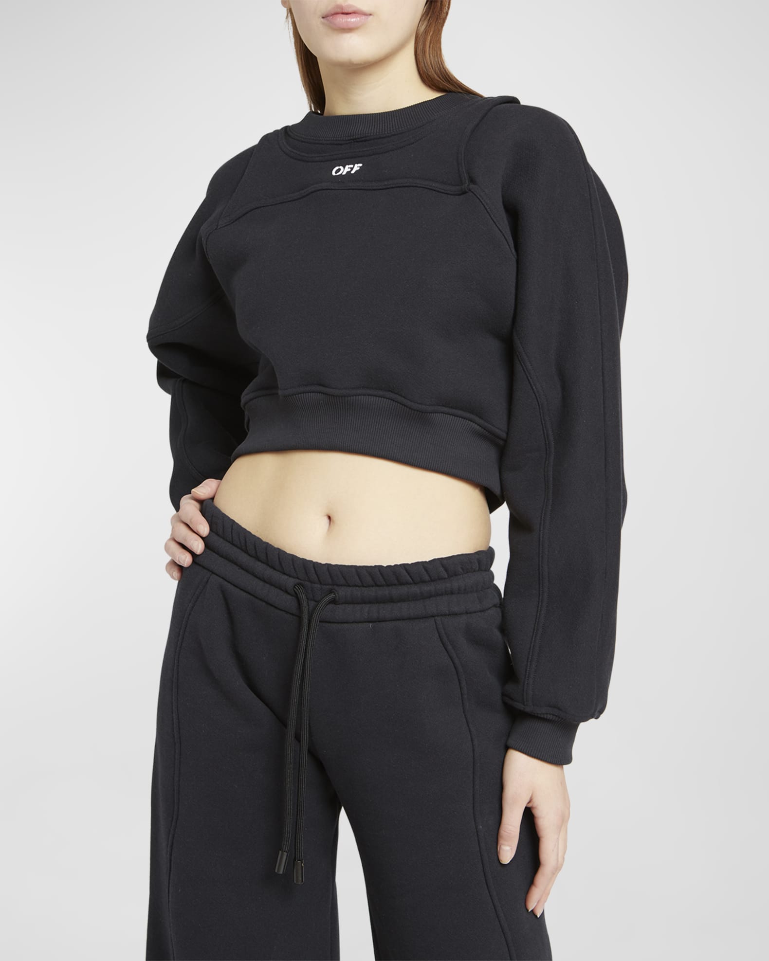 Off-White Off-Stamp Round Cropped Crewneck | Neiman Marcus