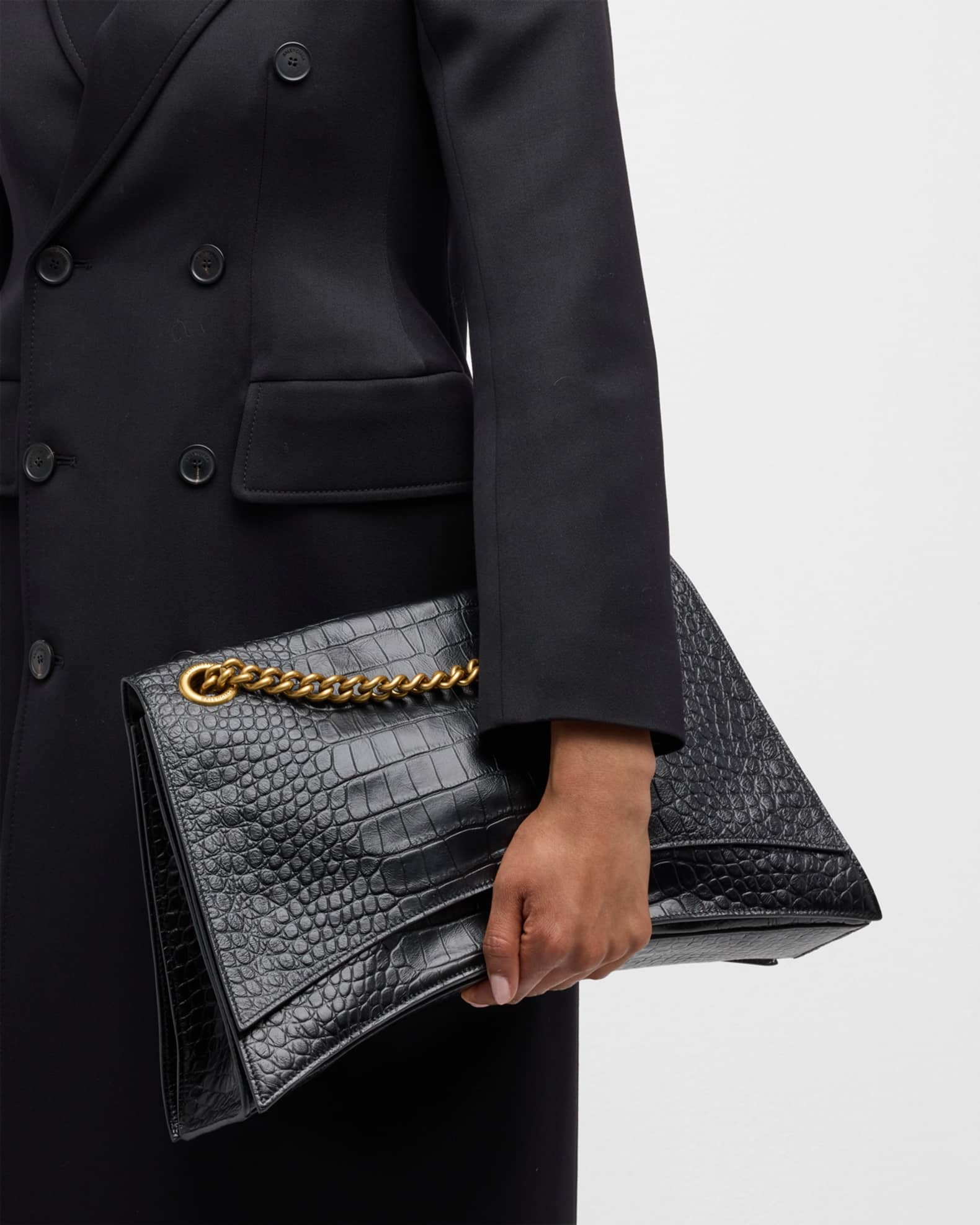 Balenciaga Crush Large Chain Bag Crocodile Embossed | Neiman Marcus