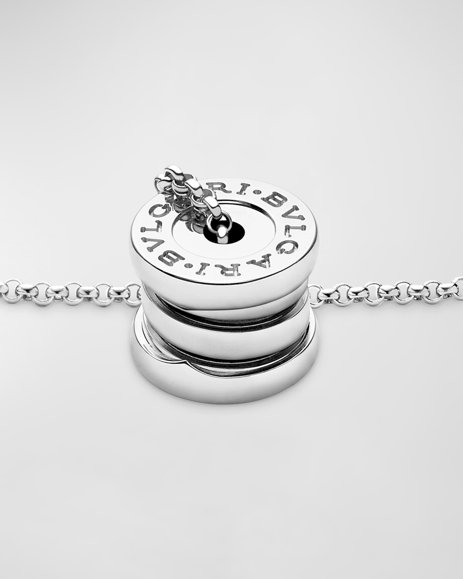 BVLGARI B.Zero1 Mini Pendant Necklace in 18K White Gold | Neiman Marcus