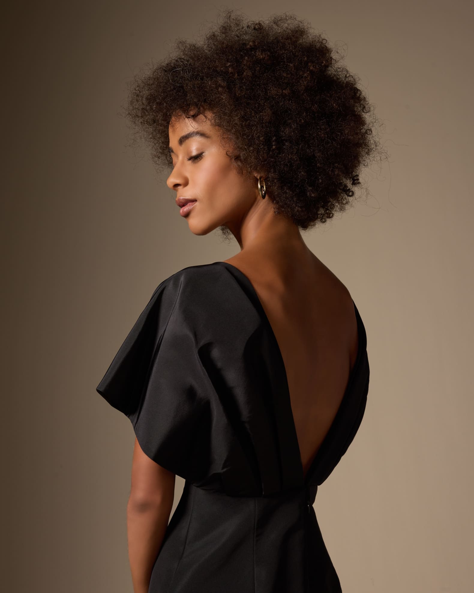 Carolina Herrera Silk Column Gown with Fan Bodice | Neiman Marcus