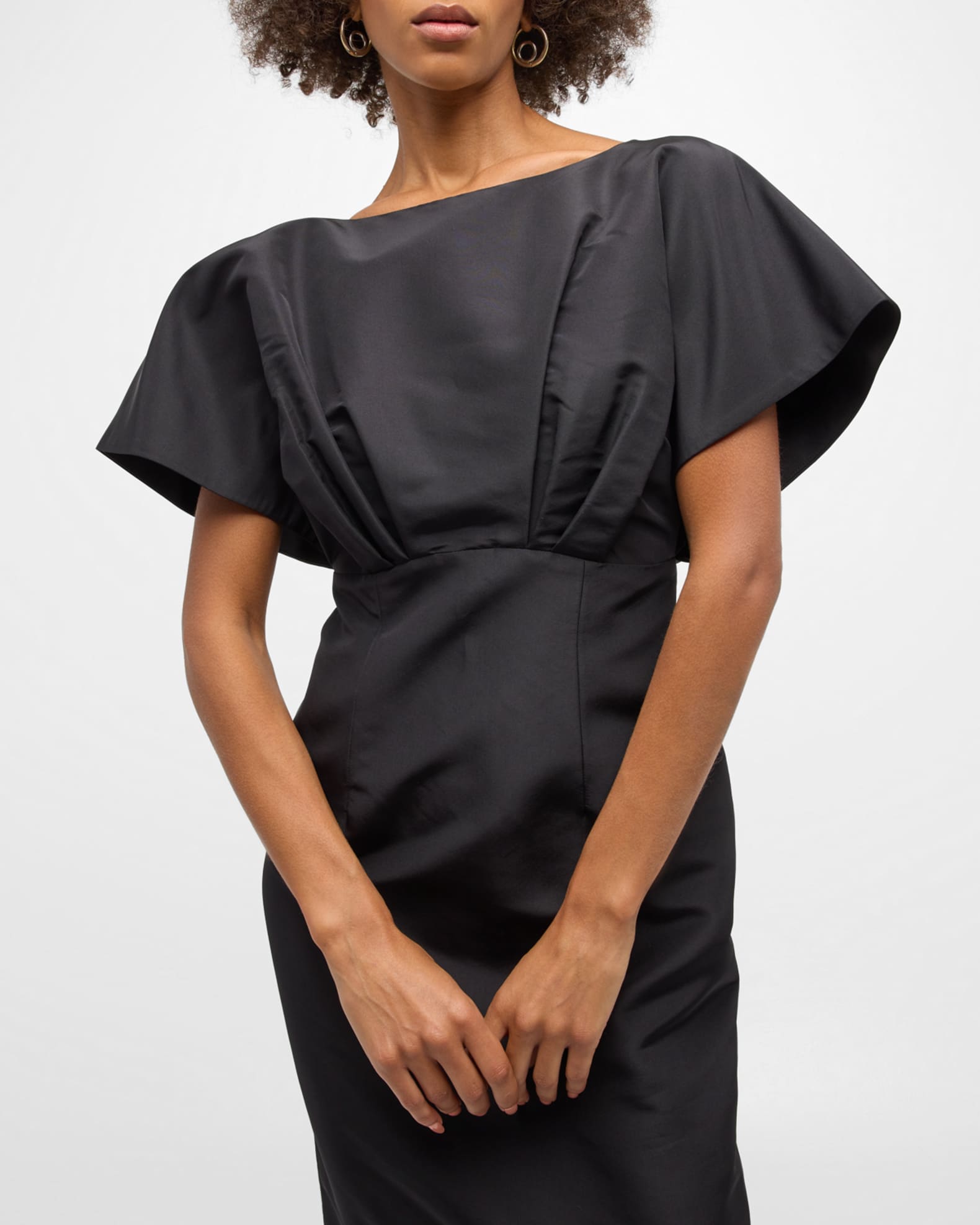 Carolina Herrera Silk Column Gown with Fan Bodice | Neiman Marcus