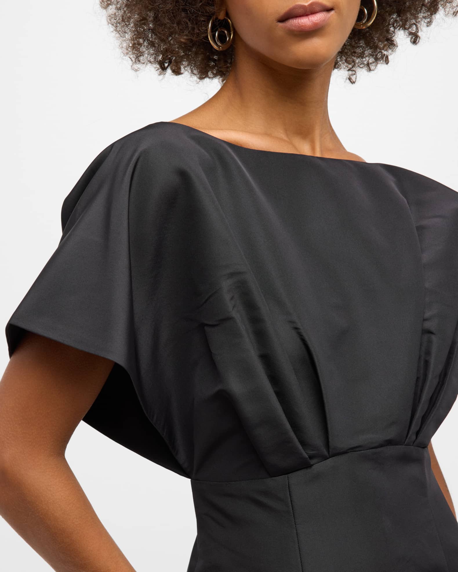 Carolina Herrera Silk Column Gown with Fan Bodice | Neiman Marcus