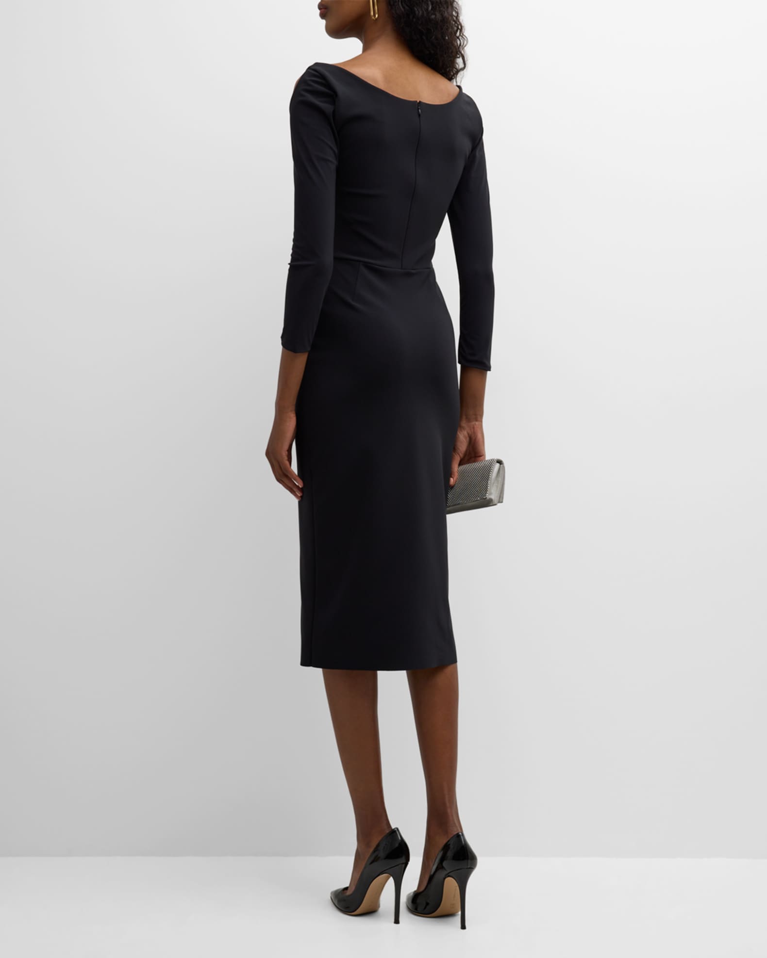 Chiara Boni La Petite Robe Cold-Shoulder Cutout Bodycon Midi Dress | Neiman Marcus
