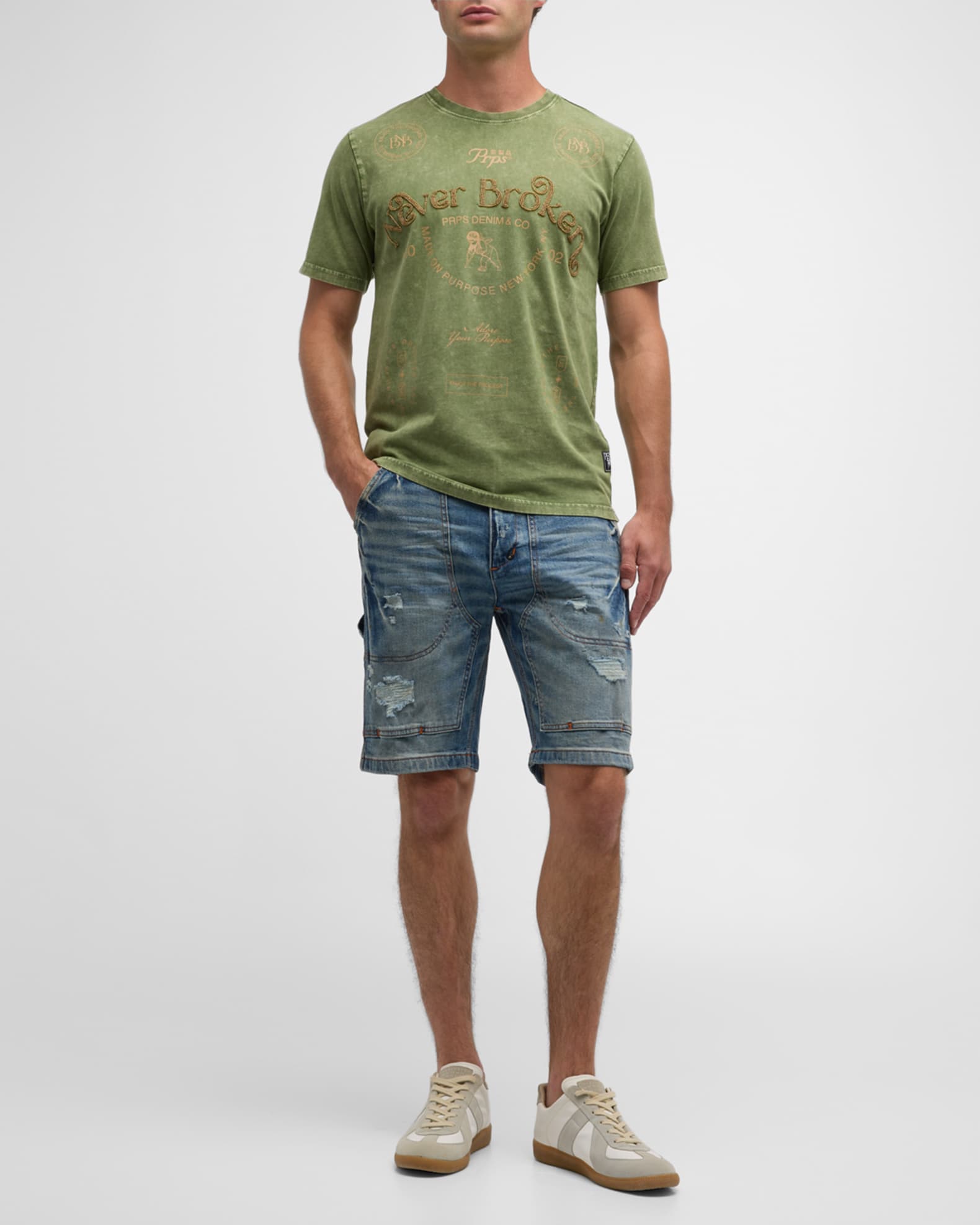 PRPS Men's Distressed Denim Carpenter Shorts | Neiman Marcus