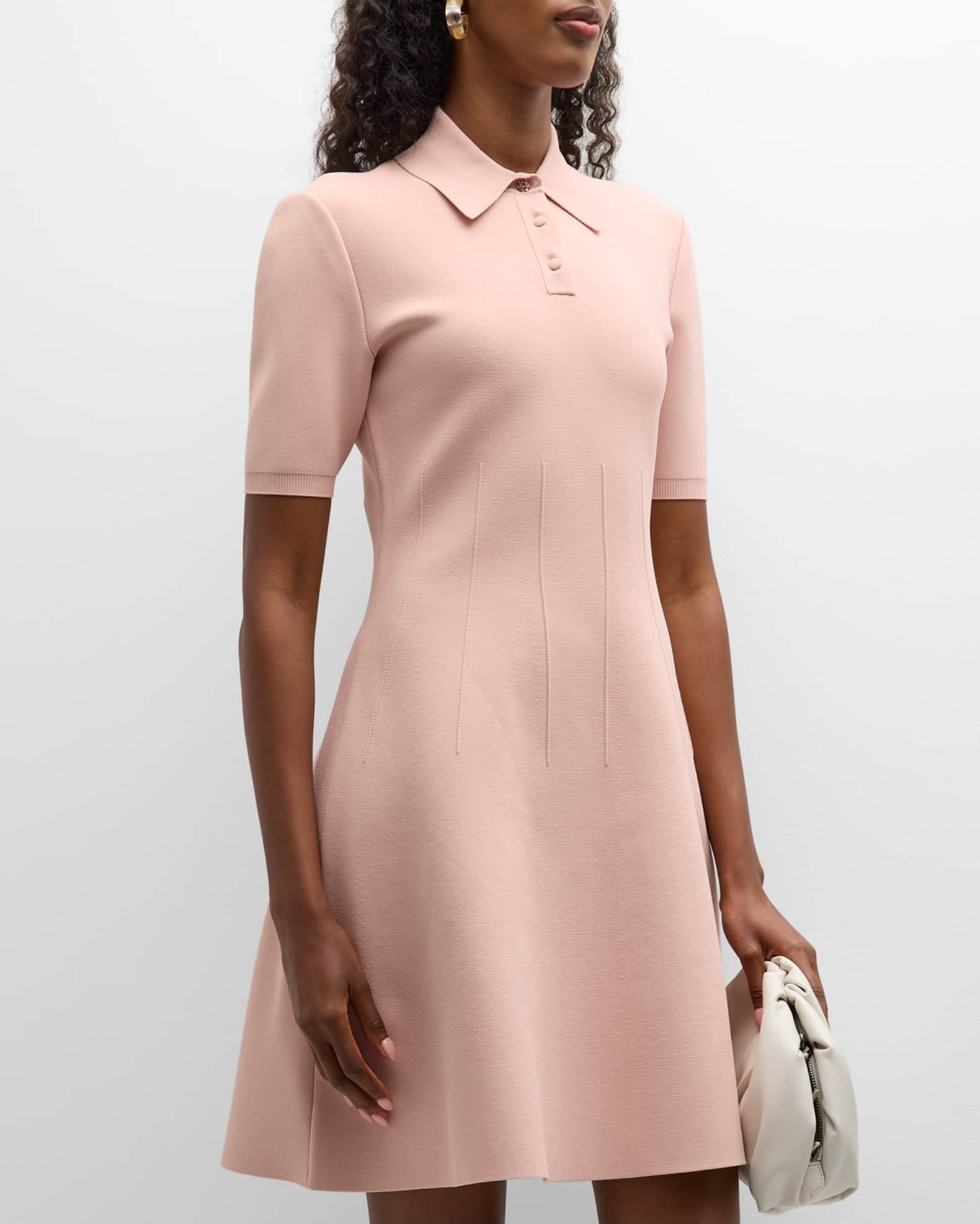 Adam Lippes Short-Sleeve Fit-&-Flare Mini Polo Shirtdress | Neiman Marcus